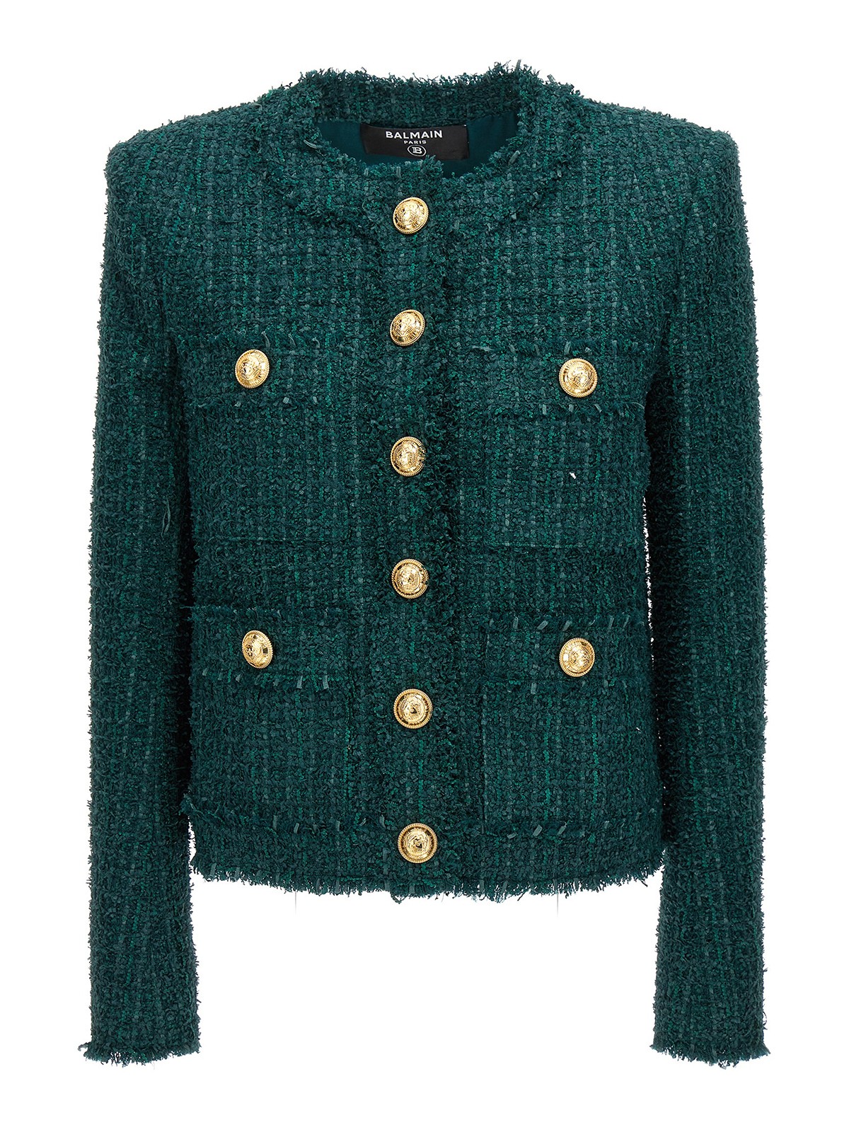 Blazers Balmain - Gold button tweed jacket - BF1SK146XF917CX