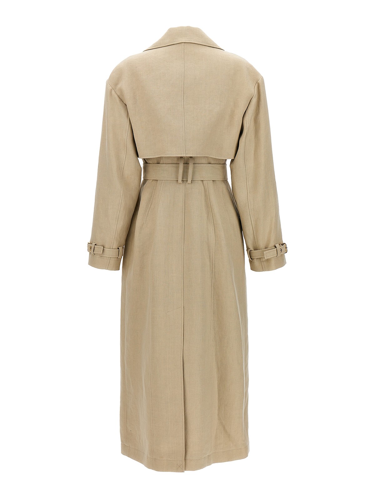 Balmain Hemp linen trench coat - Beige - Women | AF0TL050HB120AS