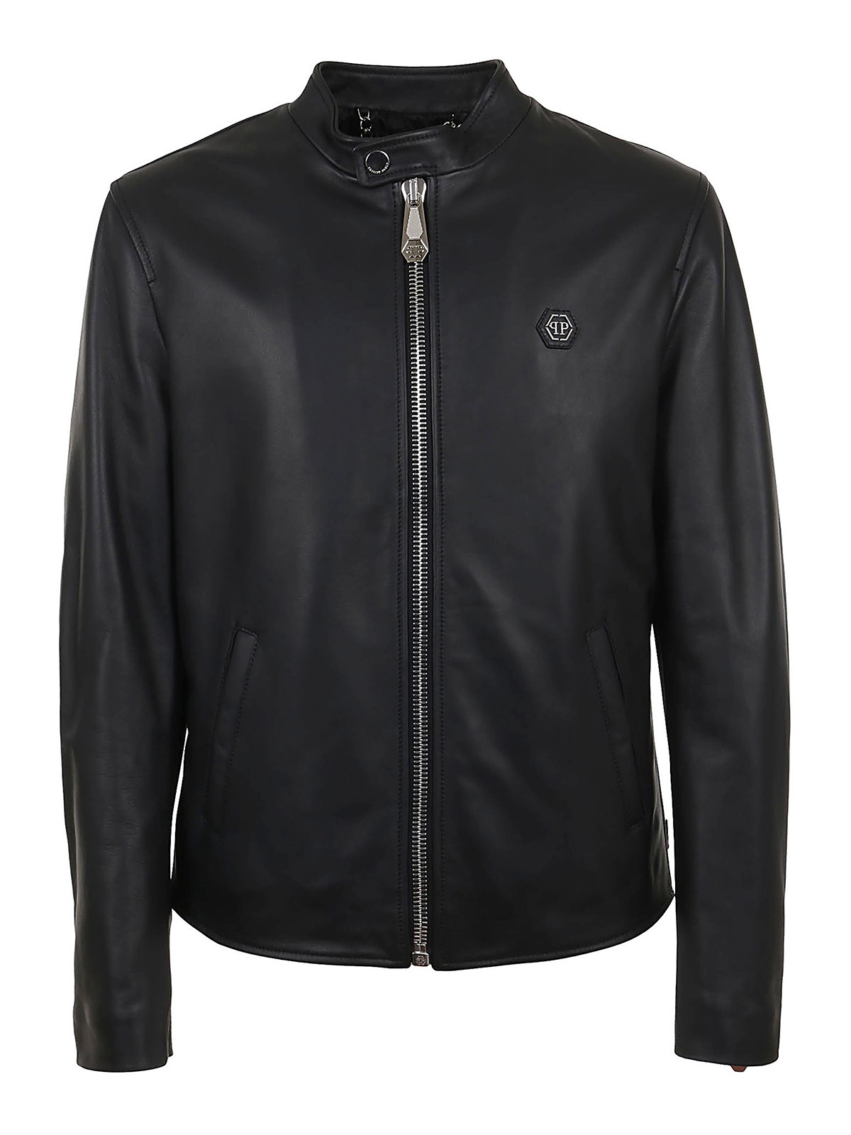 Philipp Plein Leather moto jacket - Black - Men | MLB1592PLE010N02