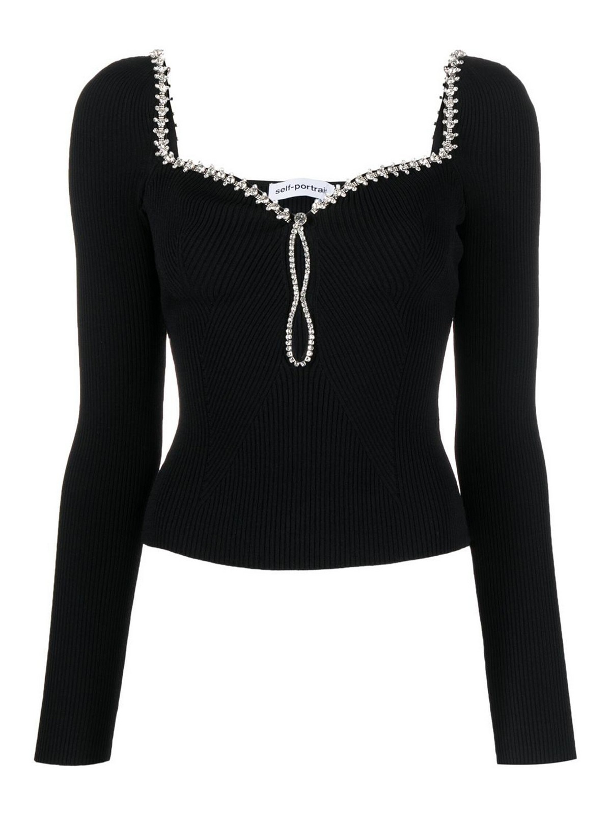 Self Portrait Knit `diamante` top - Black - Women | PF23120TBBLACK