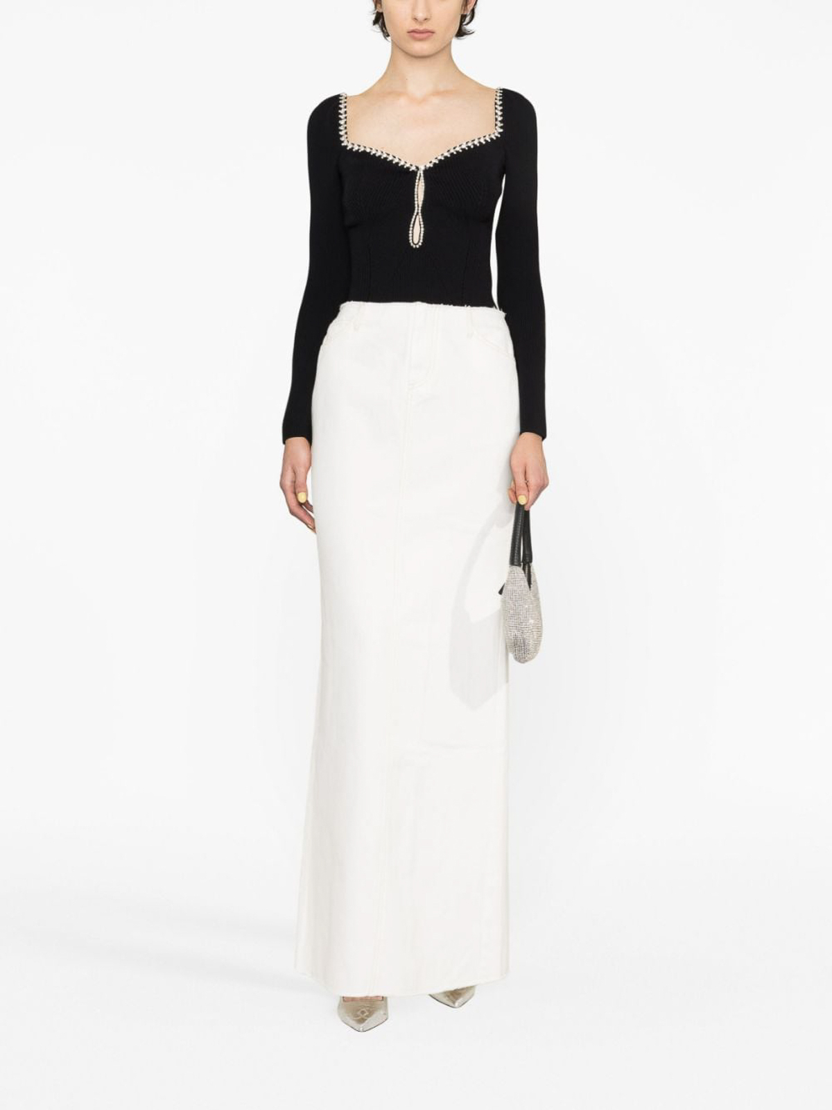 Self Portrait Knit `diamante` top - Black - Women | PF23120TBBLACK