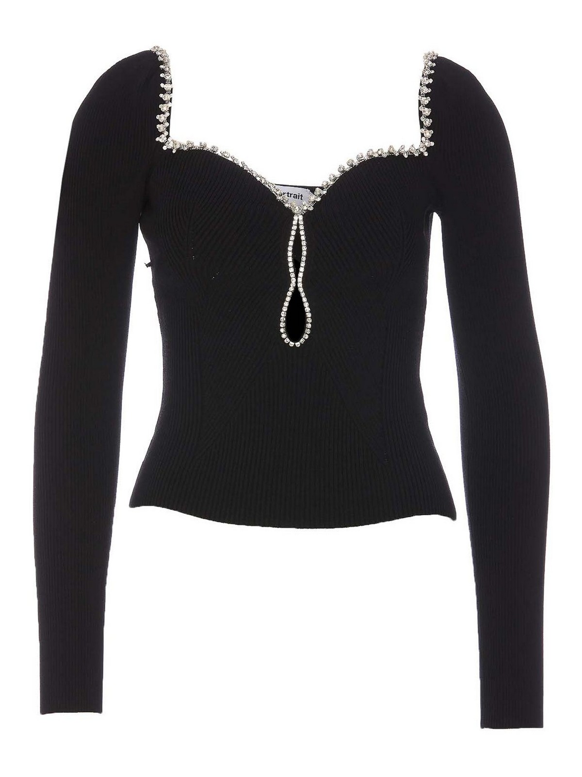 Self Portrait Knit diamante top - Black - Women | 120TBLACK