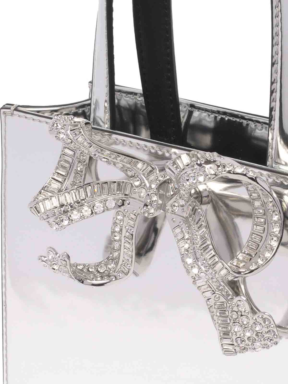 Cross body bags Self Portrait - Mini tote bow bag - 309SILVER | thebs.com