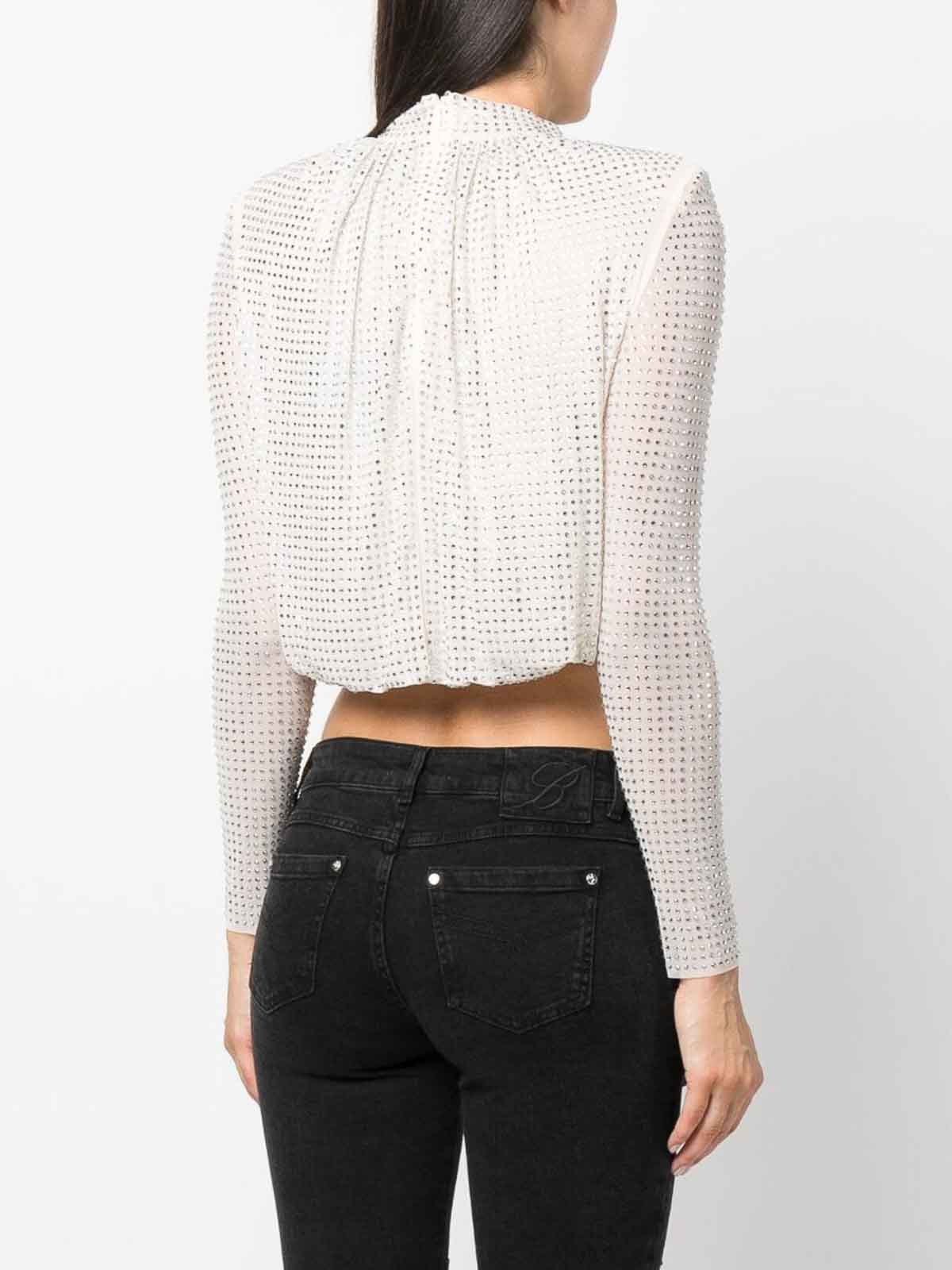 Self Portrait Rhinestoned top - Beige - Women | AW23073TCRM