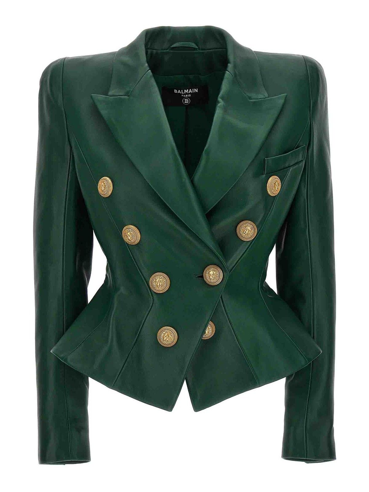 Balmain Gold buttons leather blazer - Green | BF1SI355LB247CX