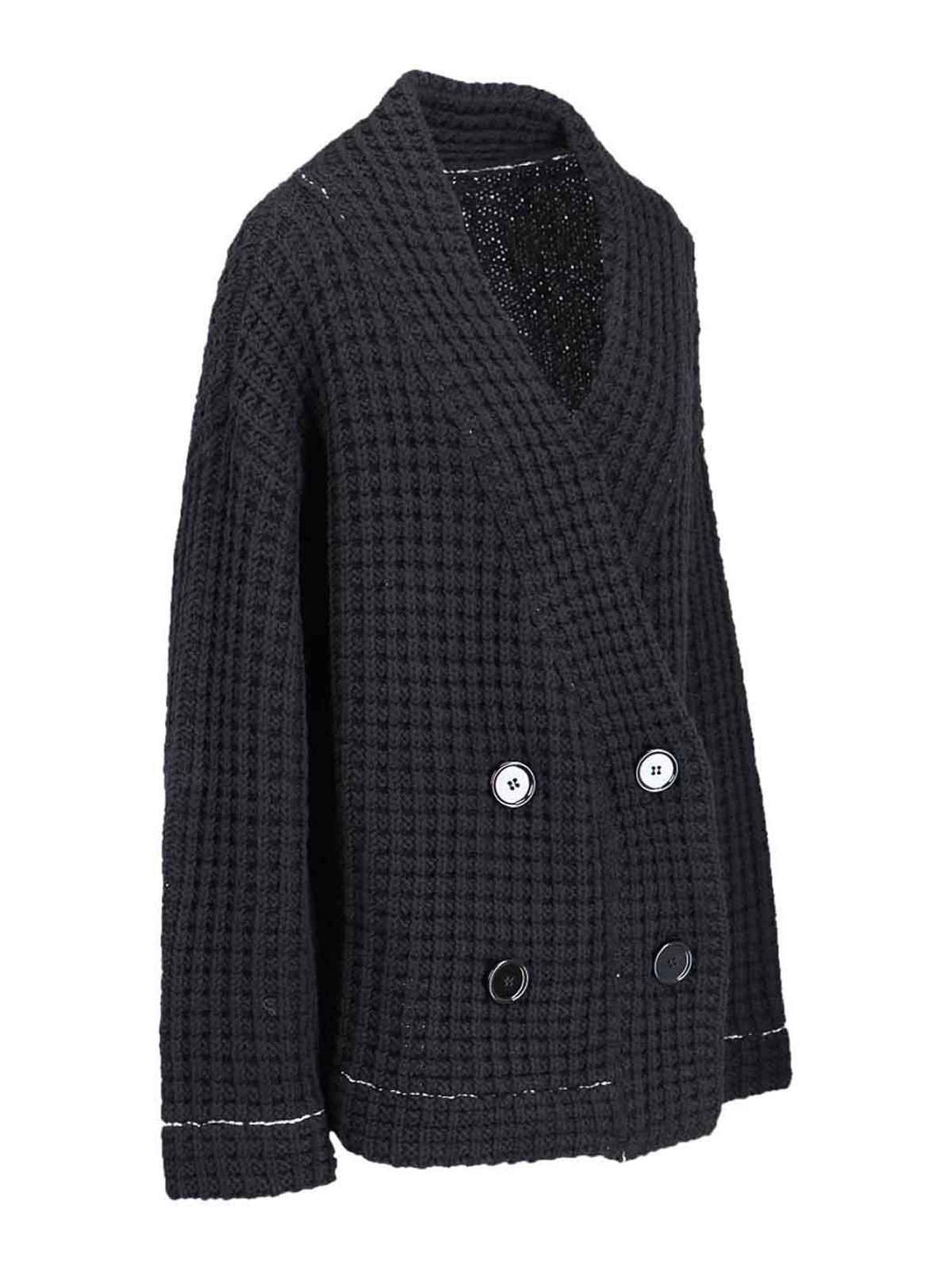 Boat necks MM6 Maison Margiela - Waffle stitch knit cardigan ...