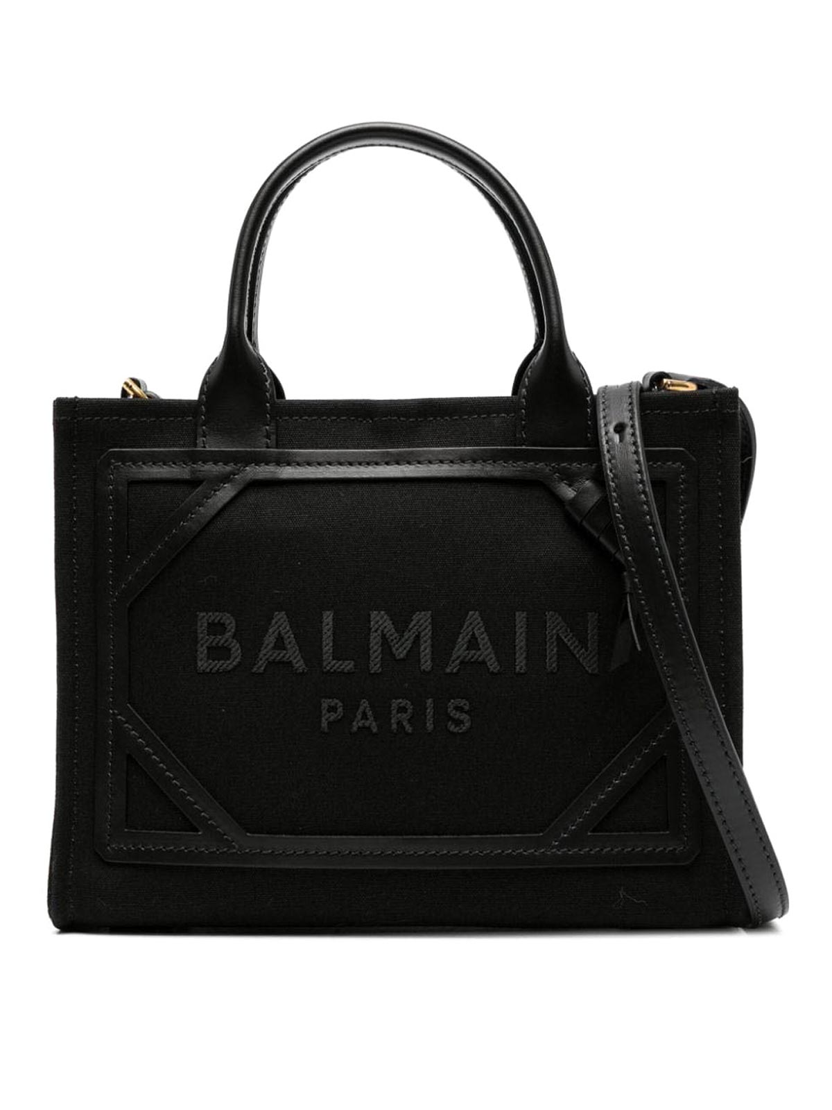Cross body bags Balmain - B-army canvas and leather small tote bag ...