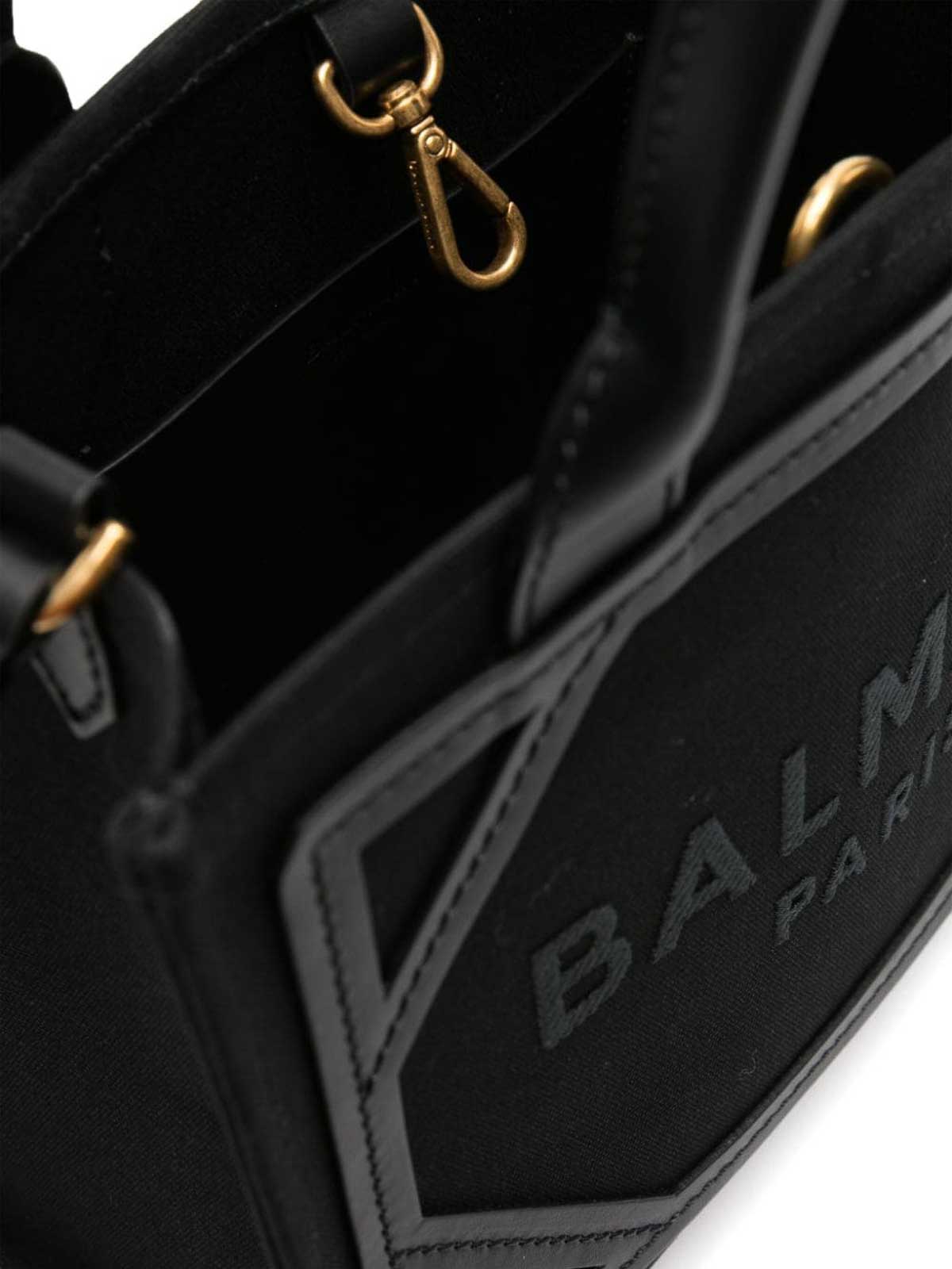 Cross body bags Balmain - B-army canvas and leather small tote bag ...