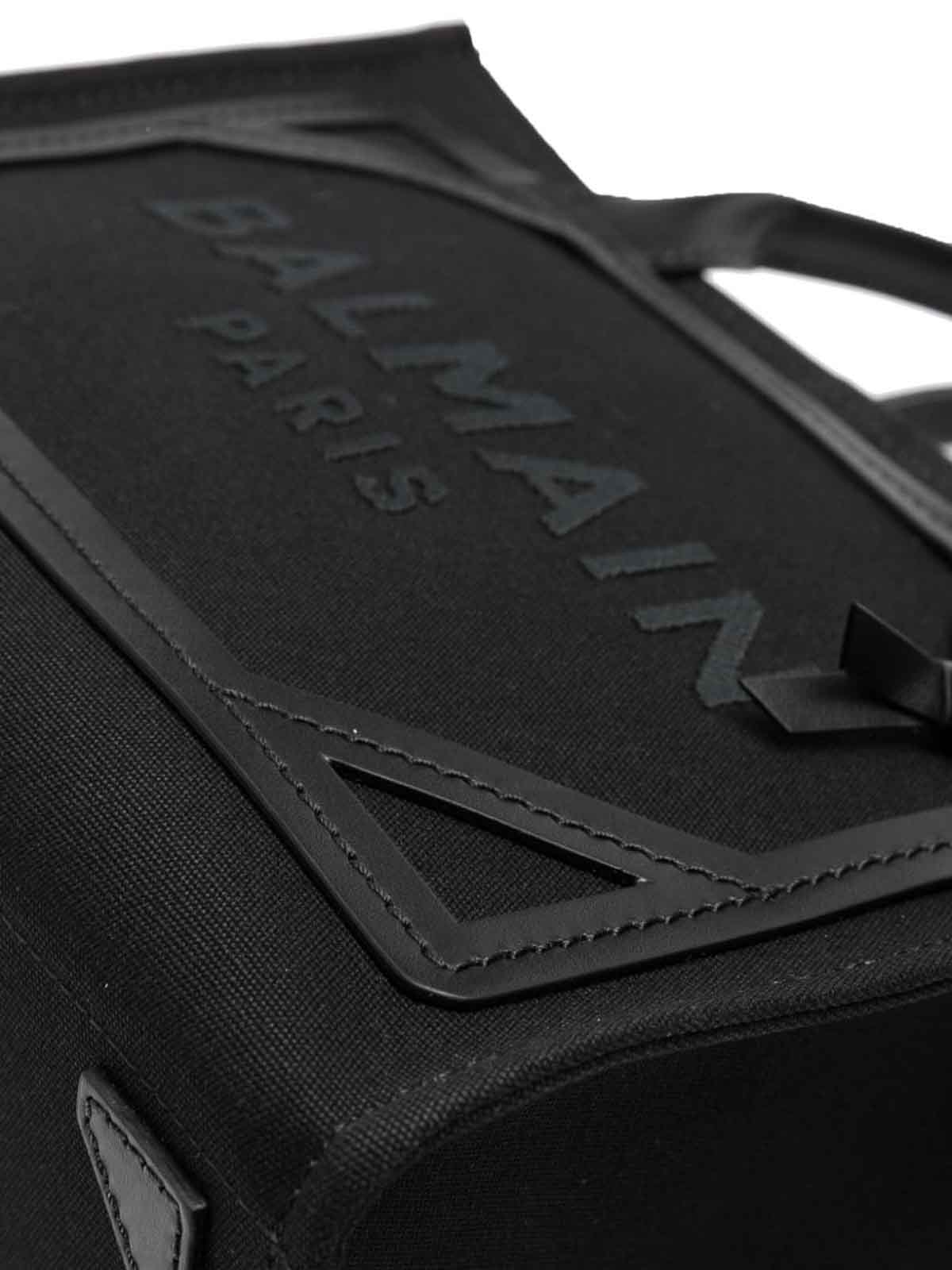 Cross body bags Balmain - B-army canvas and leather small tote bag ...