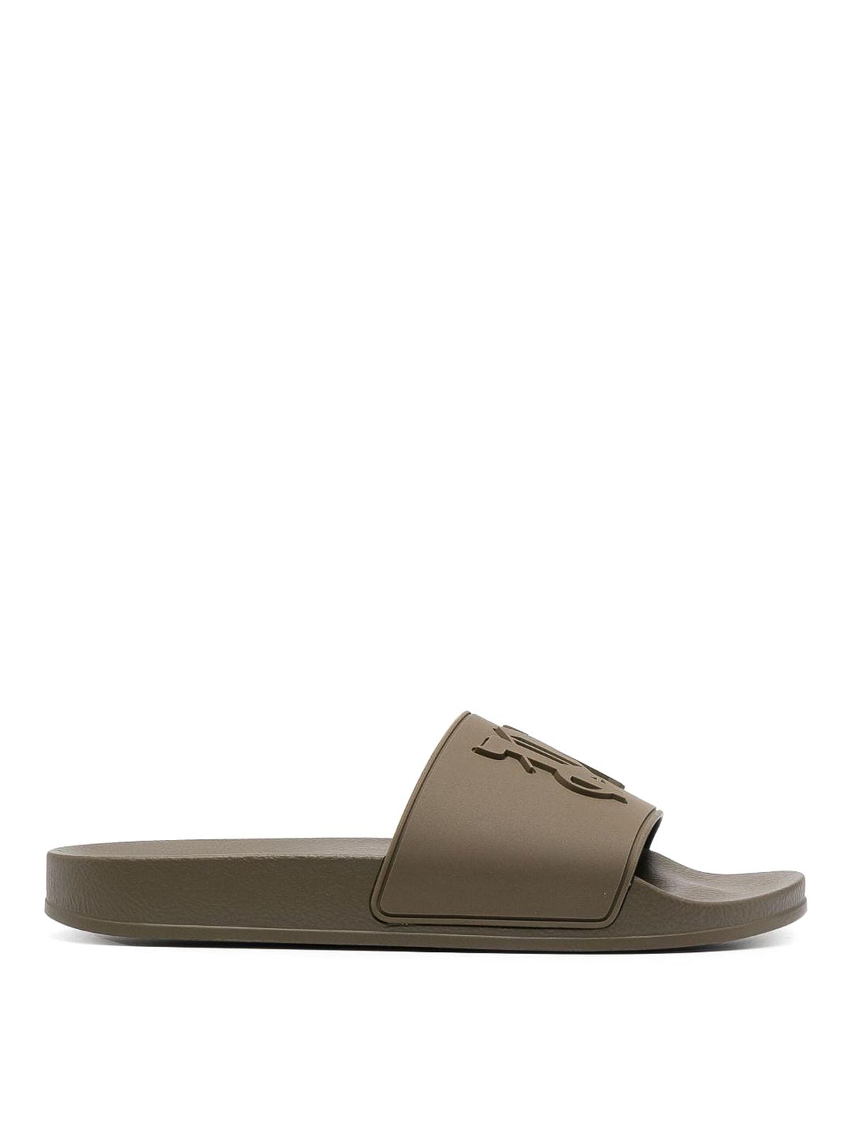 Palm Angels Monogram pool sliders - Brown | PMIC010E23PLA0016262