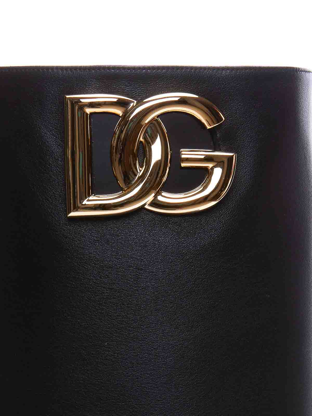 Dolce & Gabbana Dg logo leather boots - Black | CU1067AQ51380999