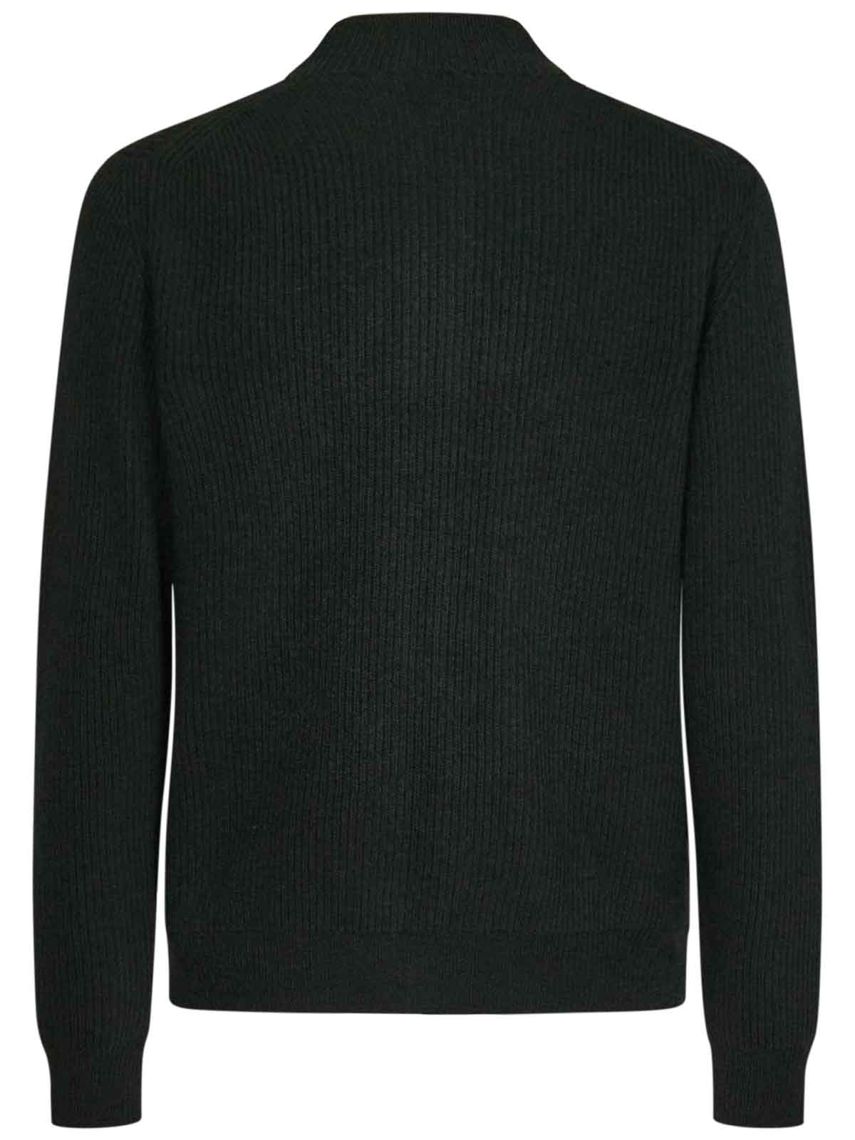 Boglioli Moss Green Wool Zip Sweater - Green | 91544FB28040585