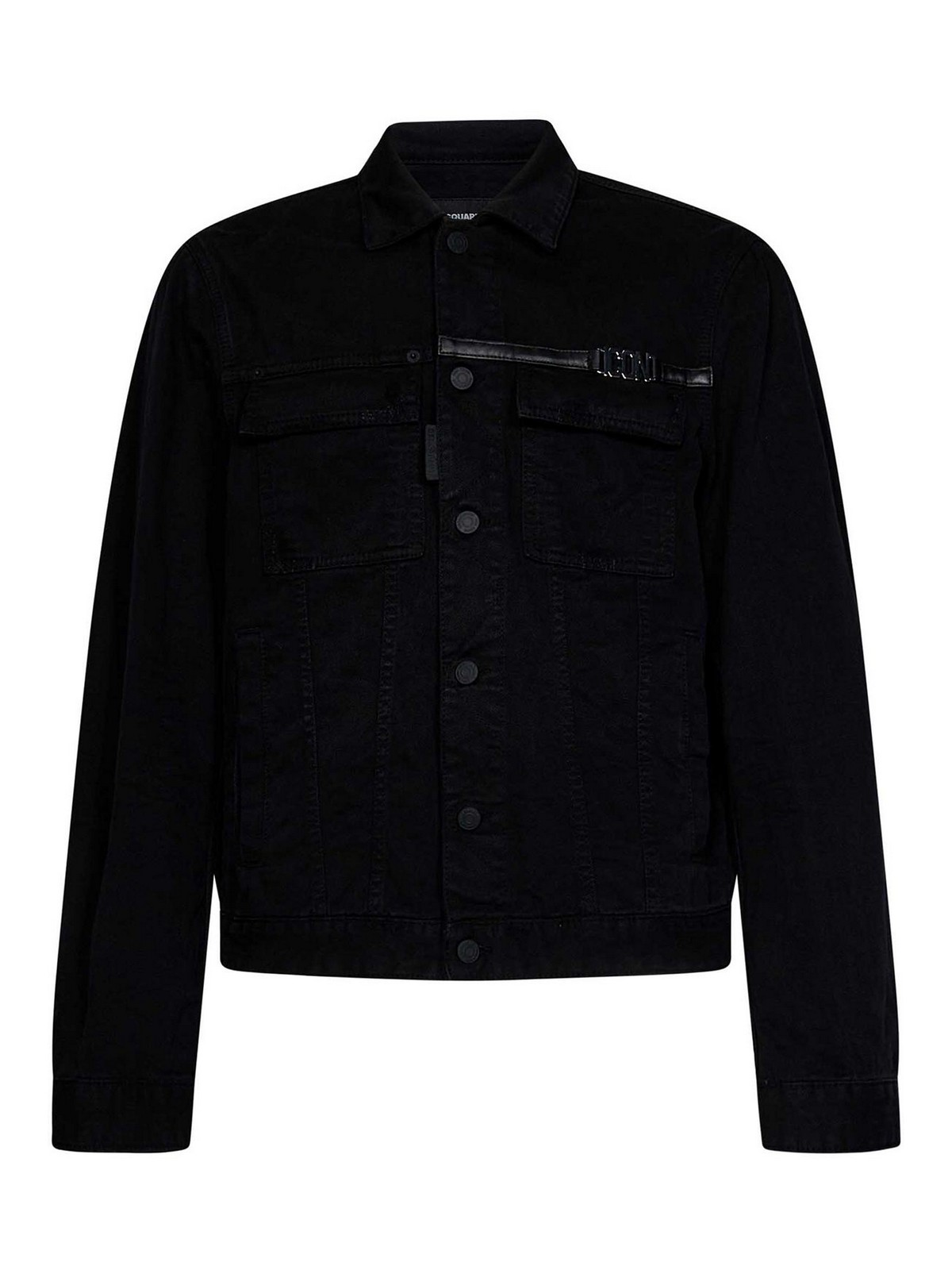Dsquared2 Black Denim Jacket with Leather Insert | S79AM0052S47925900