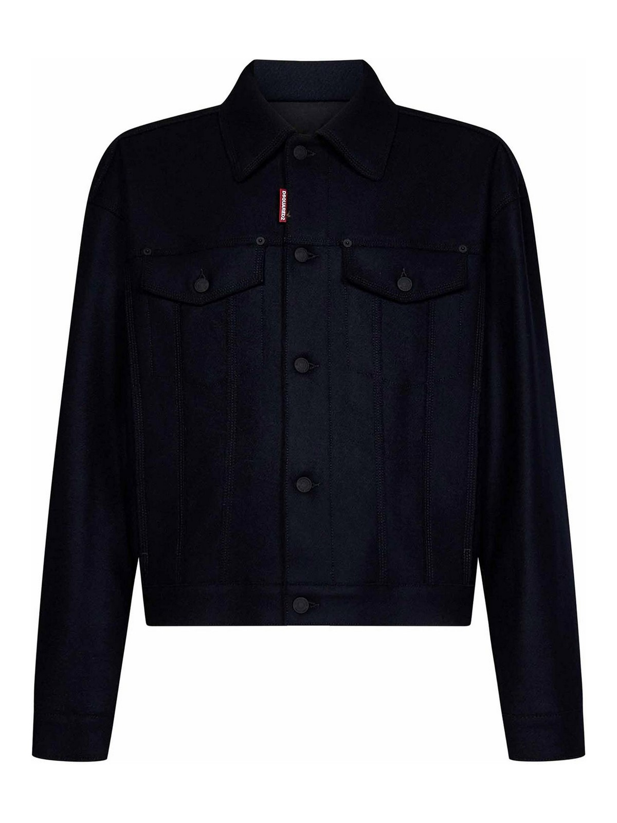 Casual jackets Dsquared2 - Stretch Wool Blend Midnight Blue Jacket ...
