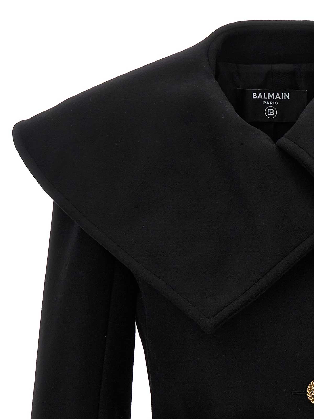 Balmain Double-breasted short coat - Black|BF0TE160WB720PA