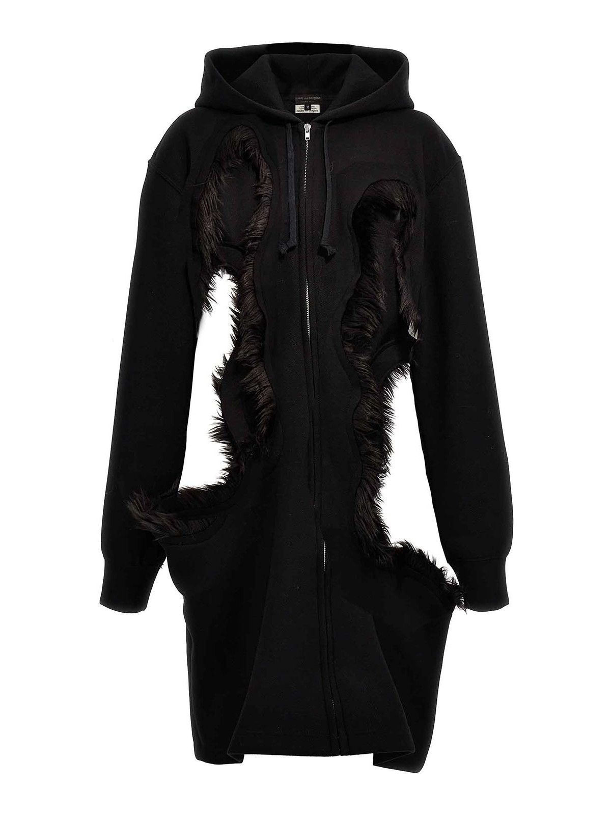 Sweatshirts & Sweaters Comme Des Garcons - Faux fur cut out hoodie ...