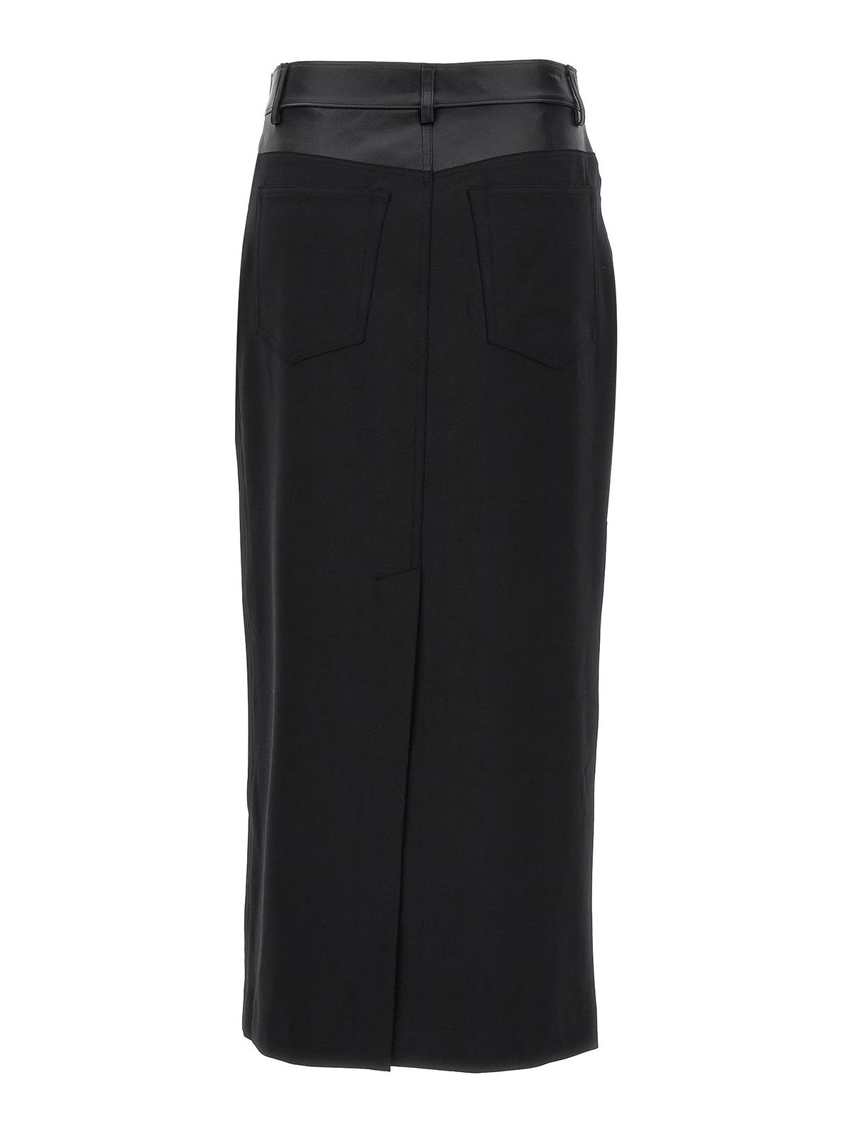 Helmut Lang Leather insert midi skirt - Black - Women | N06HW306001