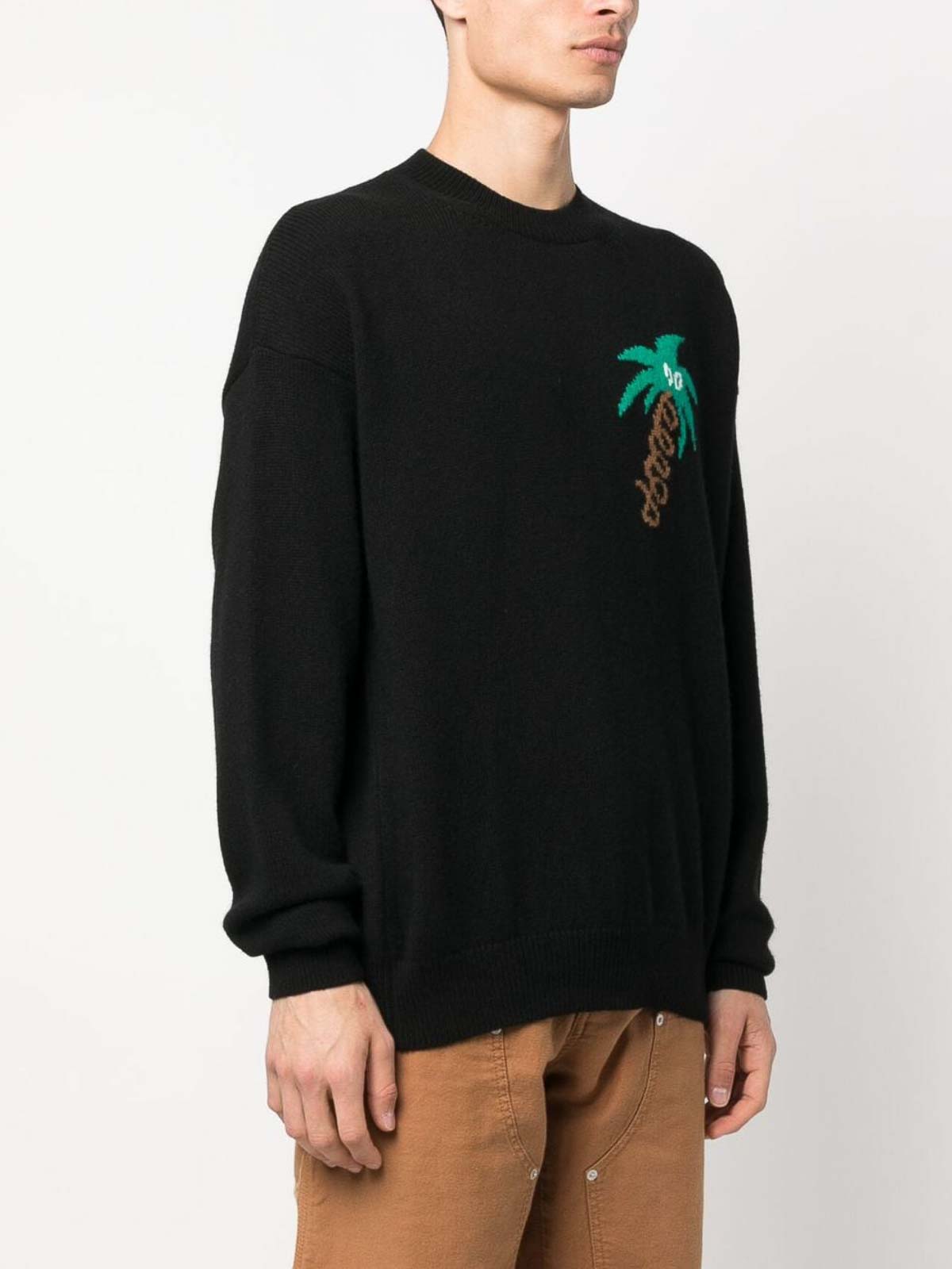 Crew necks Palm Angels - sketchy intarsia-knit jumper ...