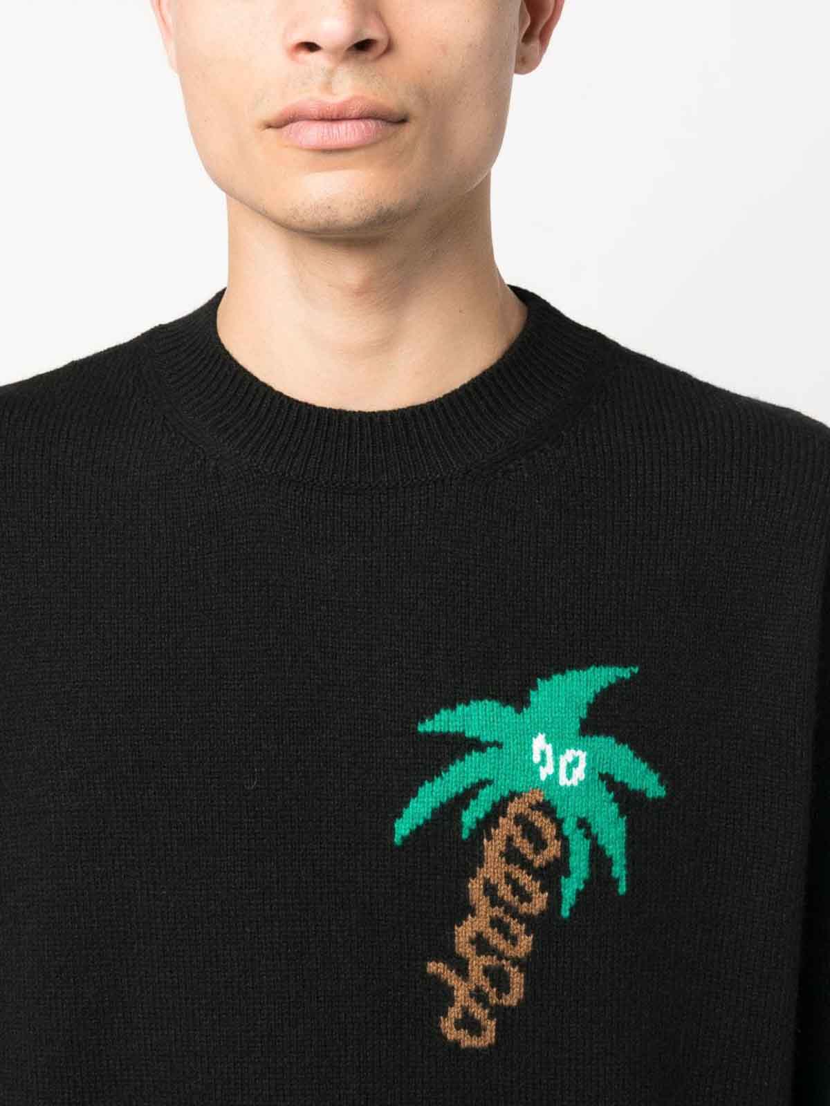 Crew necks Palm Angels - sketchy intarsia-knit jumper ...