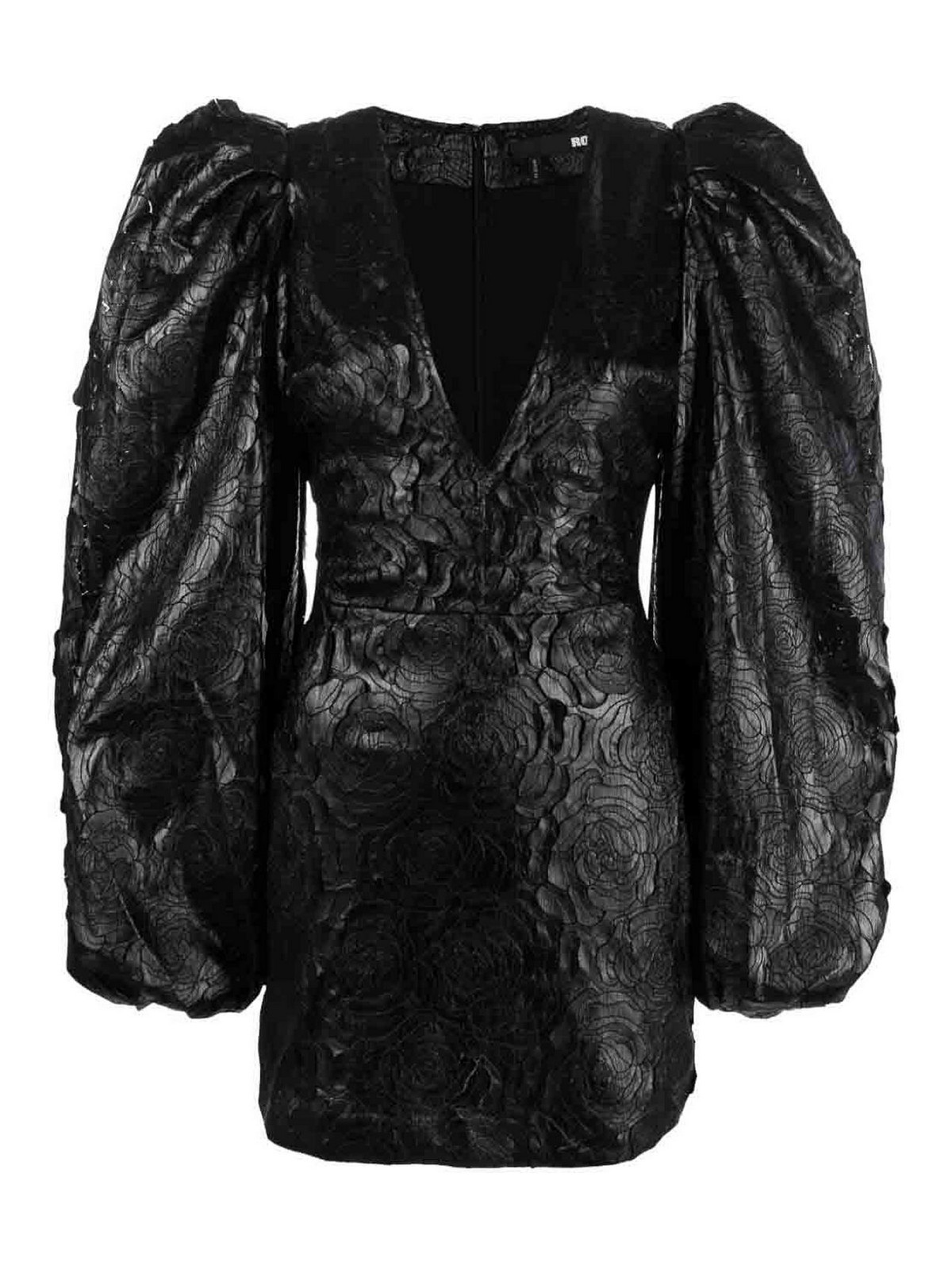 Rotate Birger Christensen Floral V-Neck Minidress | 1101411001000BLACK