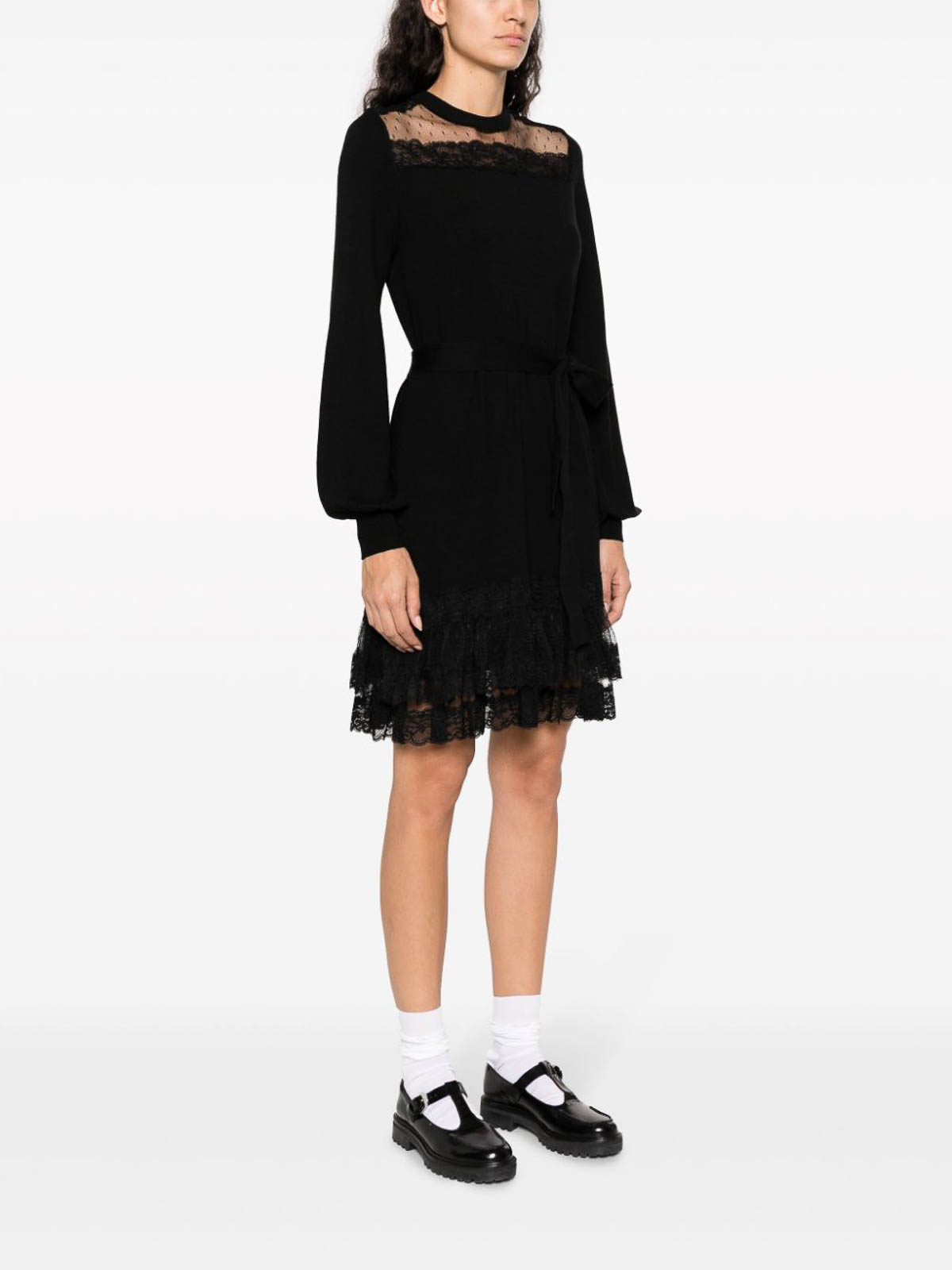 Knee Length Dresses Twinset Knit Print Dress With Plumetis 232tt348100006