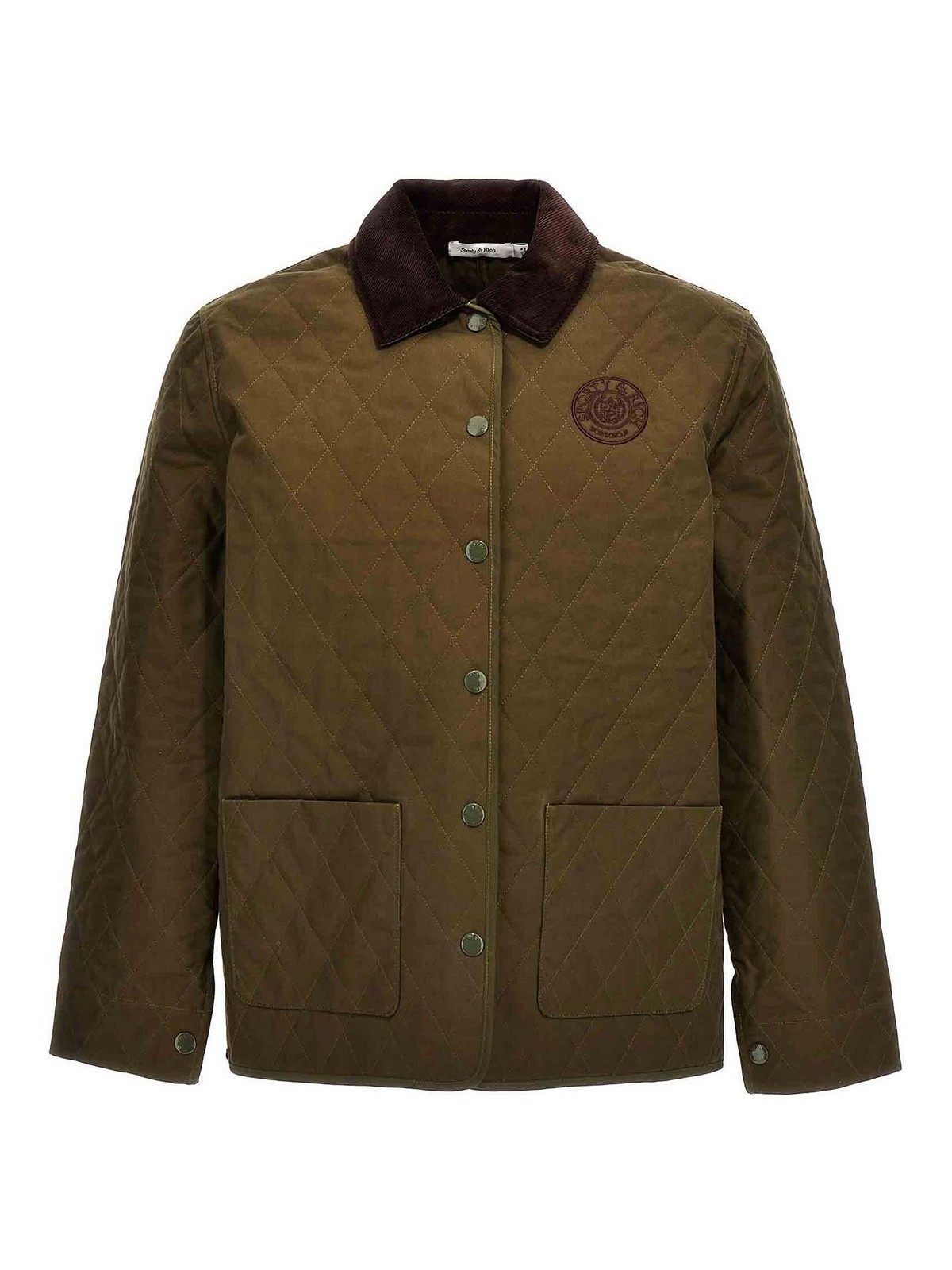 Sporty & Rich Logo embroidery quilted jacket - Green | JAAW237KA276