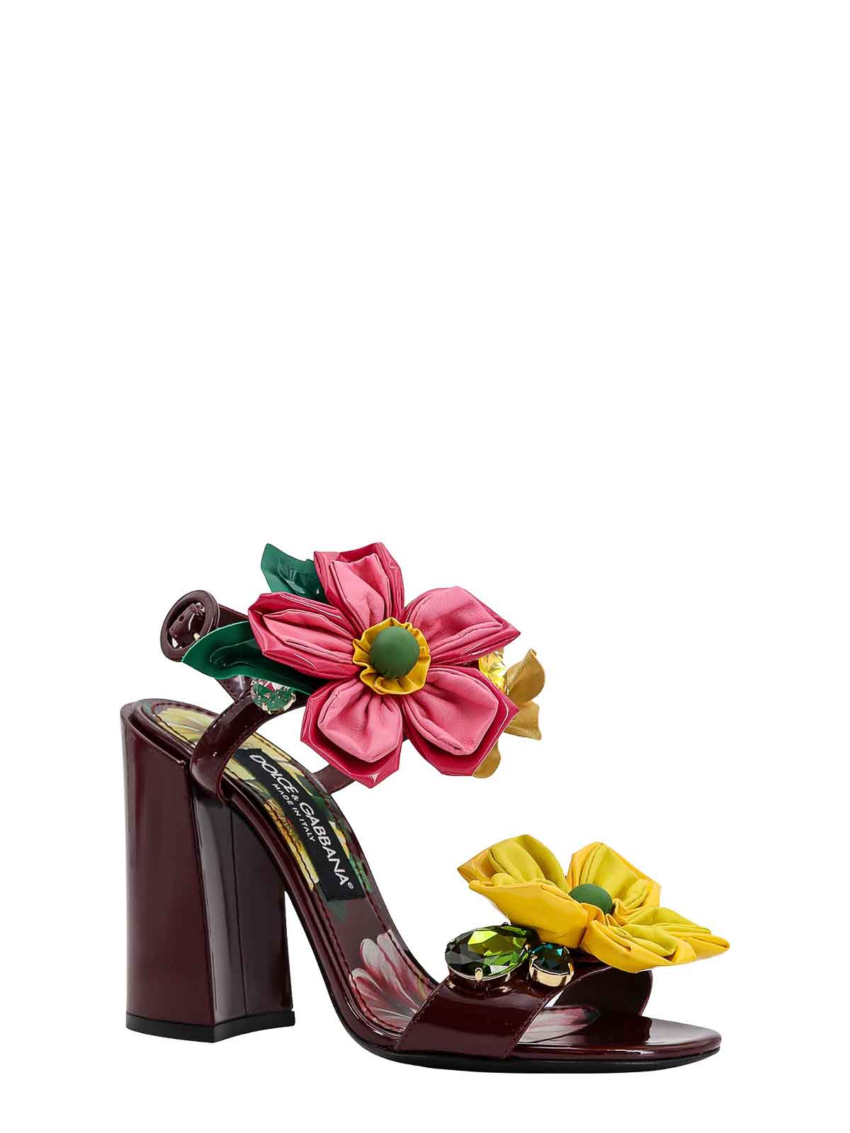 Sandals Dolce & Gabbana - Patent Leather Sandals Floral Application ...