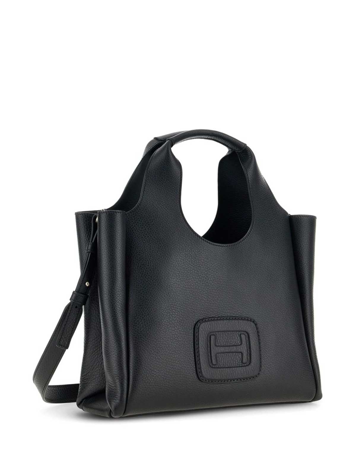 Hogan H-bag small leather tote bag - Black | KBW01M30200QVDB999