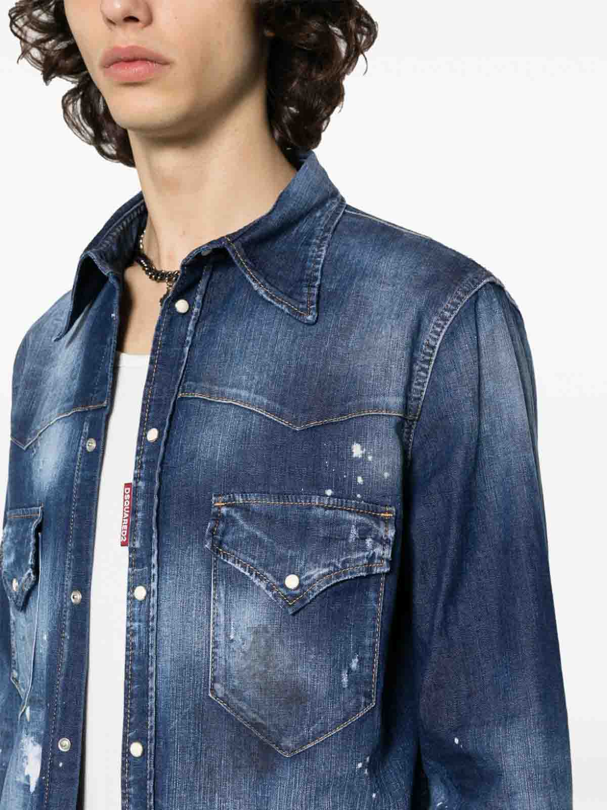 Shirts Dsquared2 - Paint-splatter denim shirt - S74DM0795S30341470