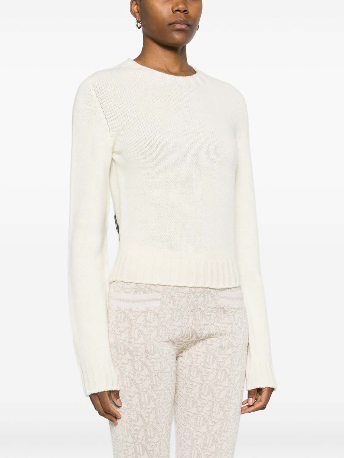 Palm Angels Logo-embroidered jumper - White | PWHE051C99KNI0010310