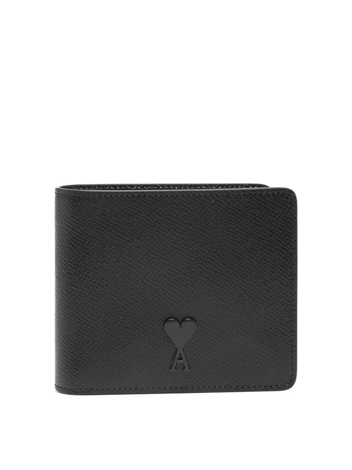 Ami Paris Ami de coeur leather wallet - Black | USL012AL0036001