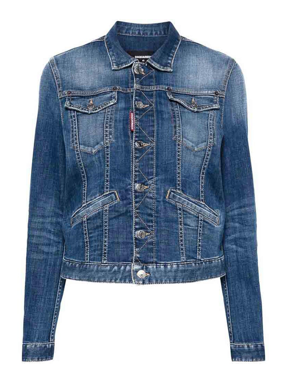Denim jacket Dsquared2 - Light Denim Logo Patch Jacket - S30342S75AM1032470