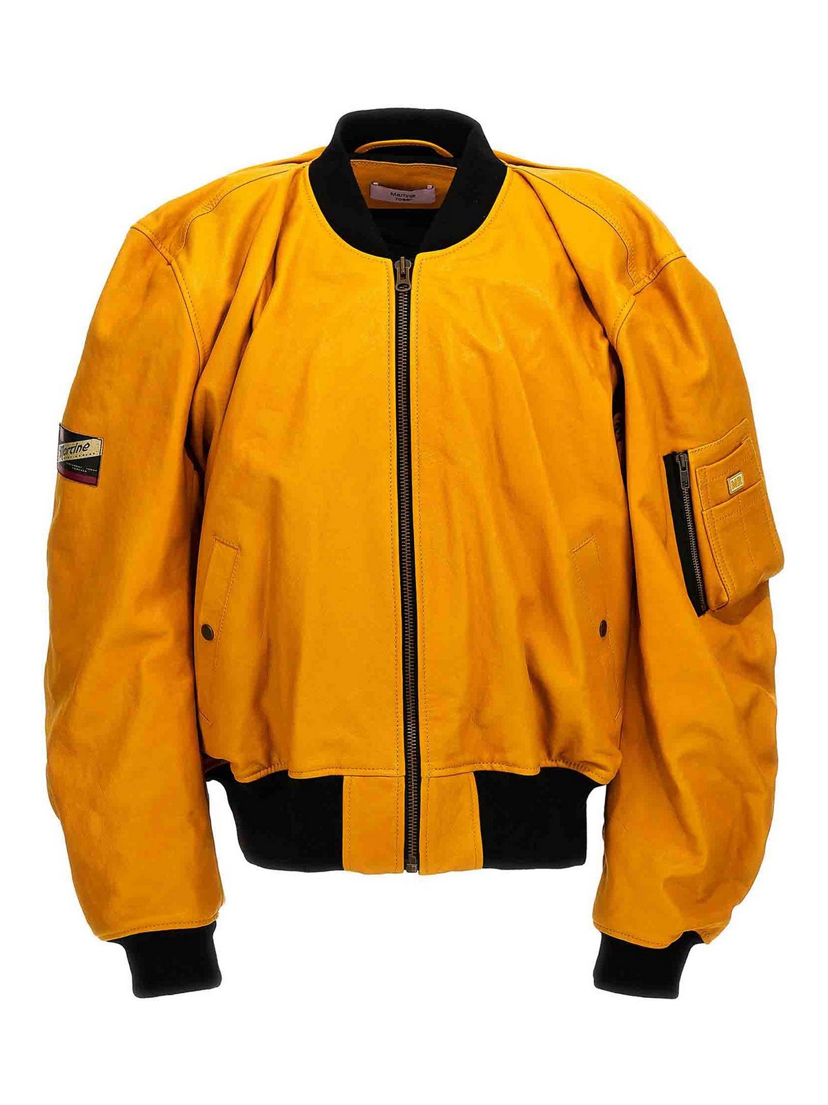 Martine Rose Logo Patch Leather Bomber Jacket - Men | MRSS24524CITR
