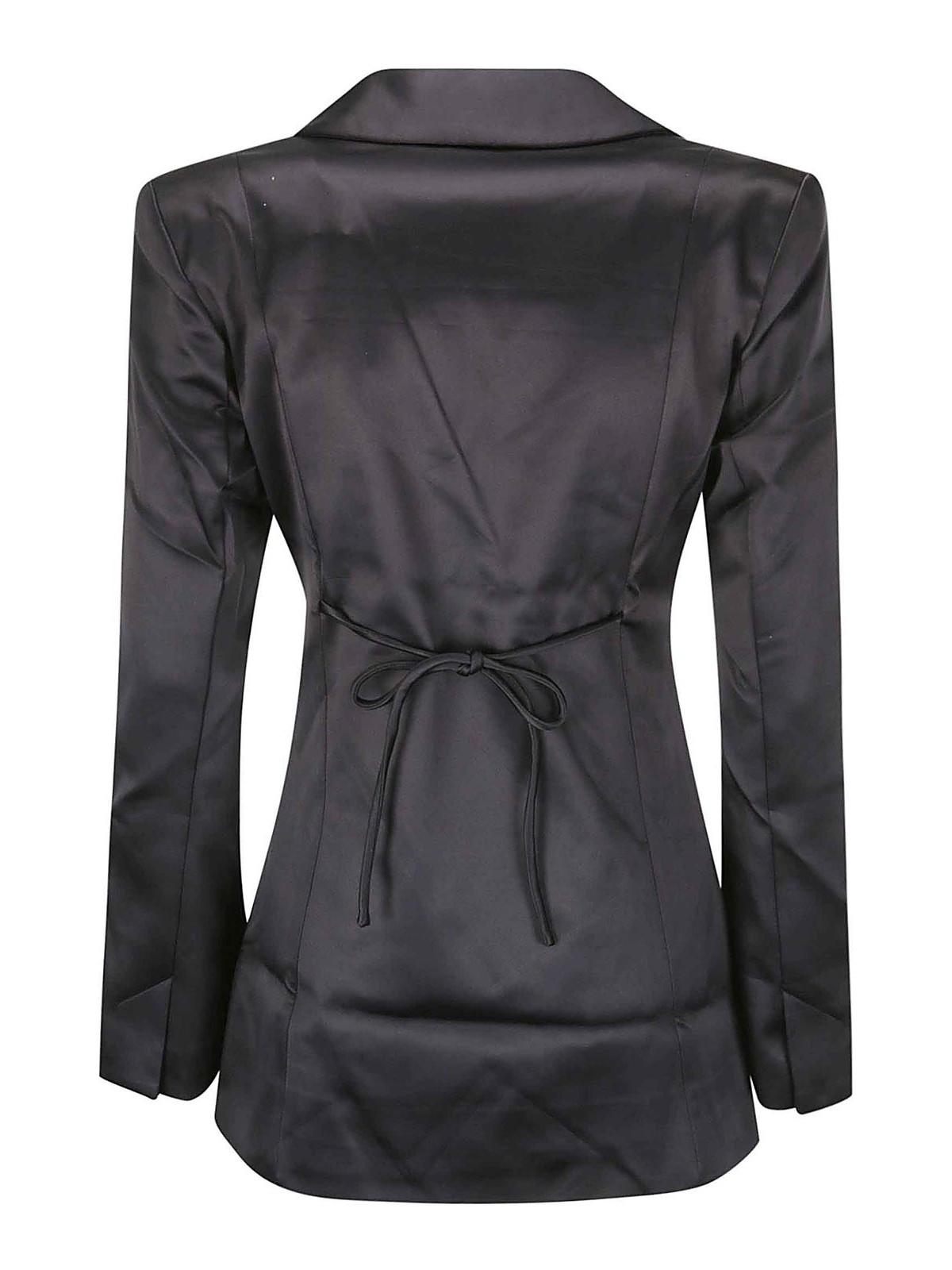 Ganni Double satin tiestring blazer - Black - Women | F8581099
