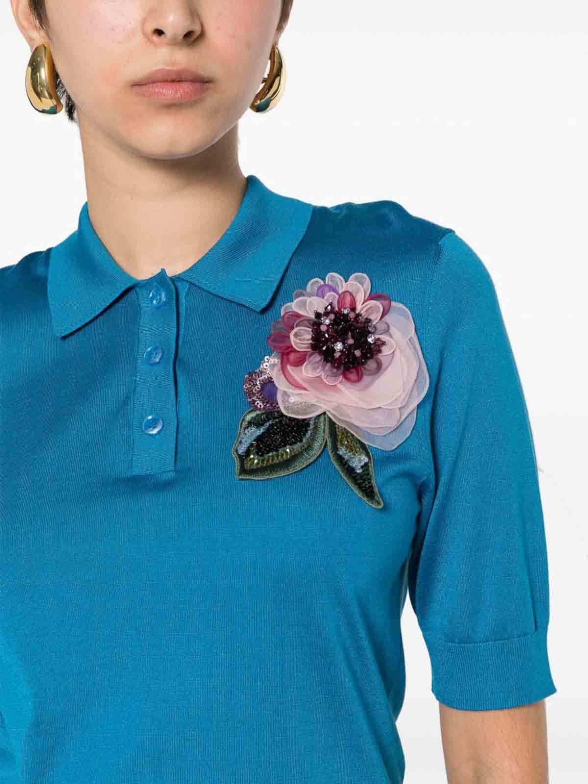 Dolce & Gabbana Flower Power Polo Shirt - Blue | FXZ01ZJBSHYB0483