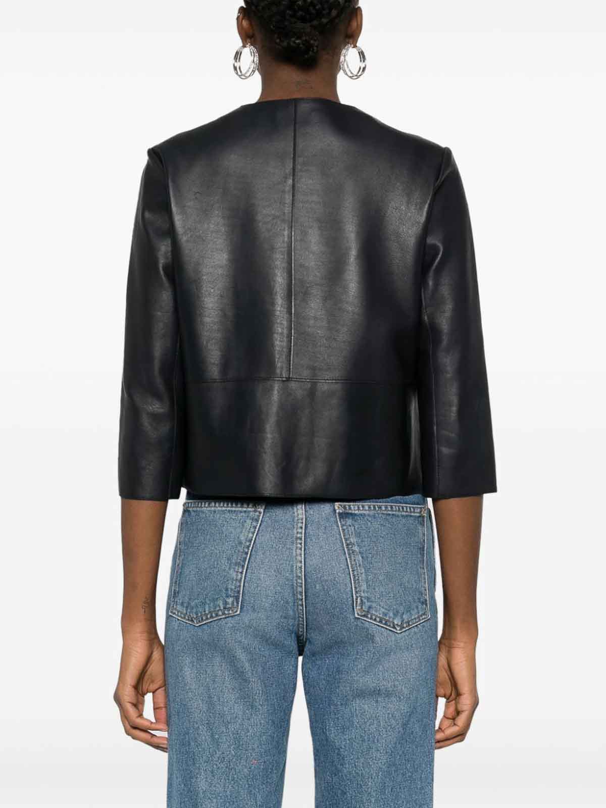P.A.R.O.S.H. Leather Jacket - Blue - Women | MACIOCK24D431601012