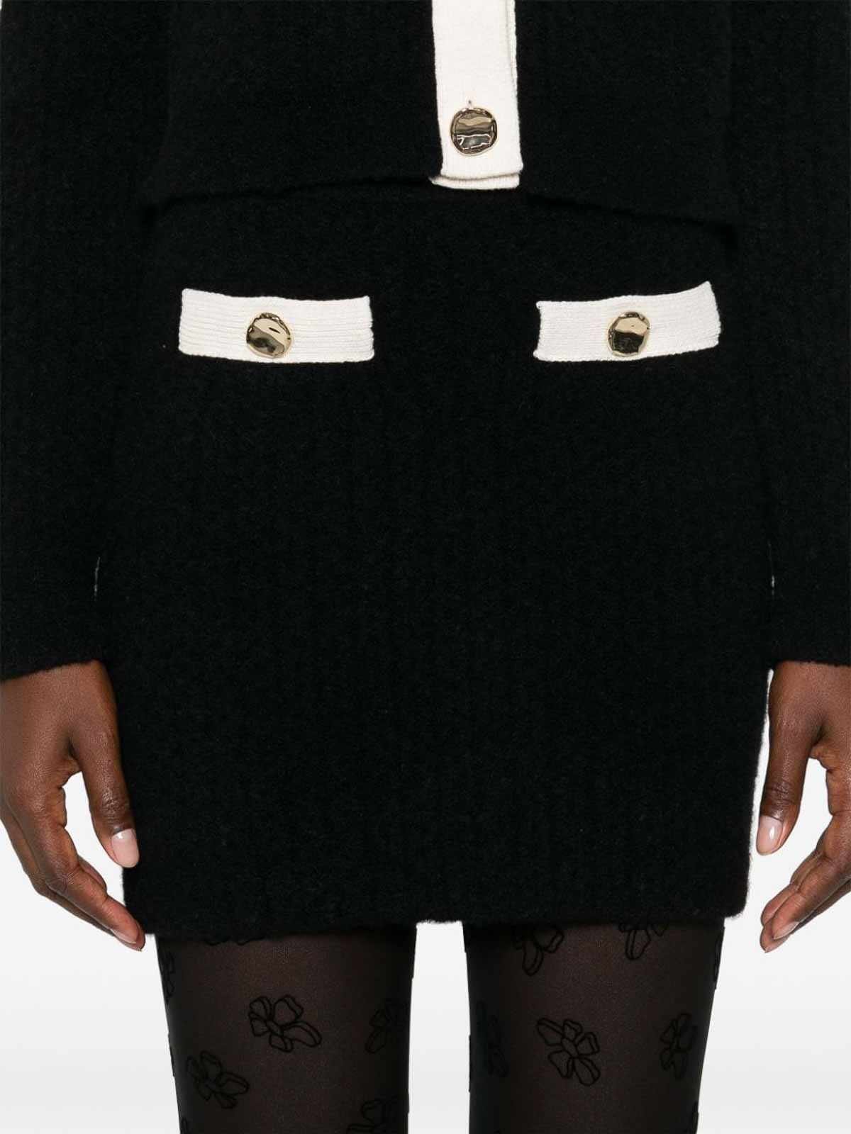 Self Portrait Patch Pockets Knitted Miniskirt | AW24074SKBBLK