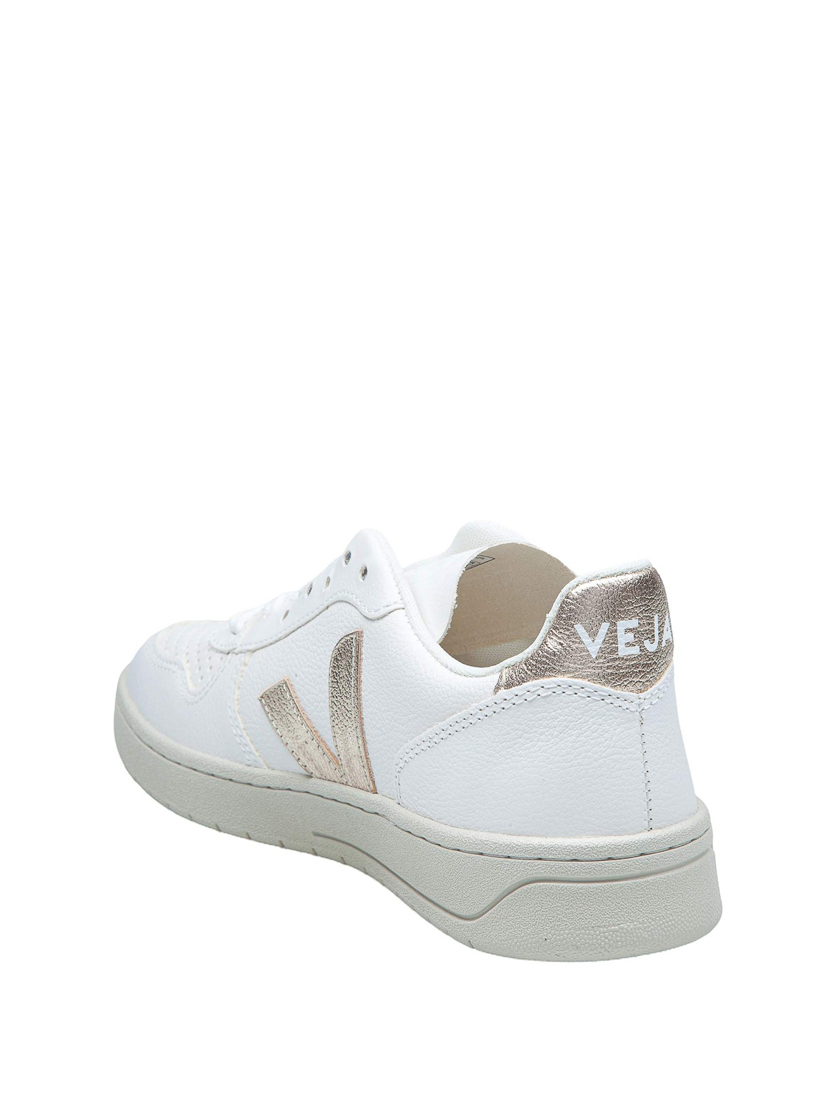 Trainers Veja - V-10 Sneakers In White And Platinum Leather - VX0502935D