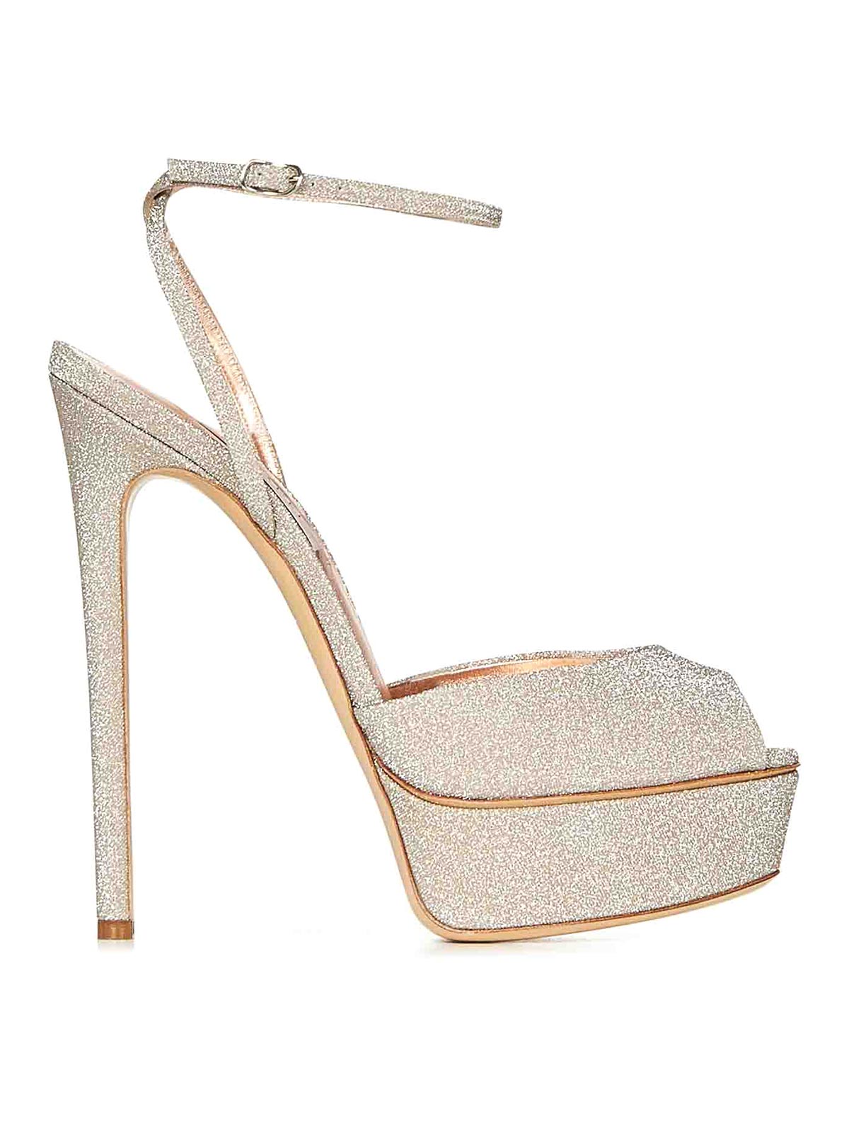 Casadei Flora Jolly Champagne Glitter Sandals | 1L091V1401SOLEC33001