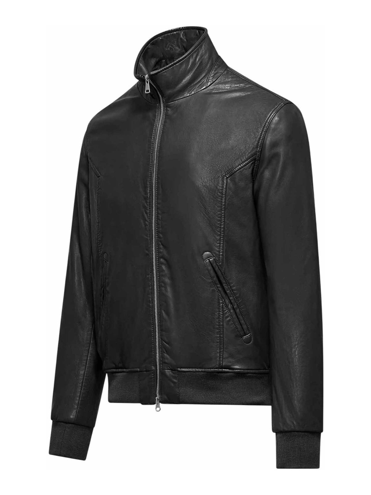 Bomboogie Leather Jacket - Black - Men|JMCHELLGW590 | thebs.com