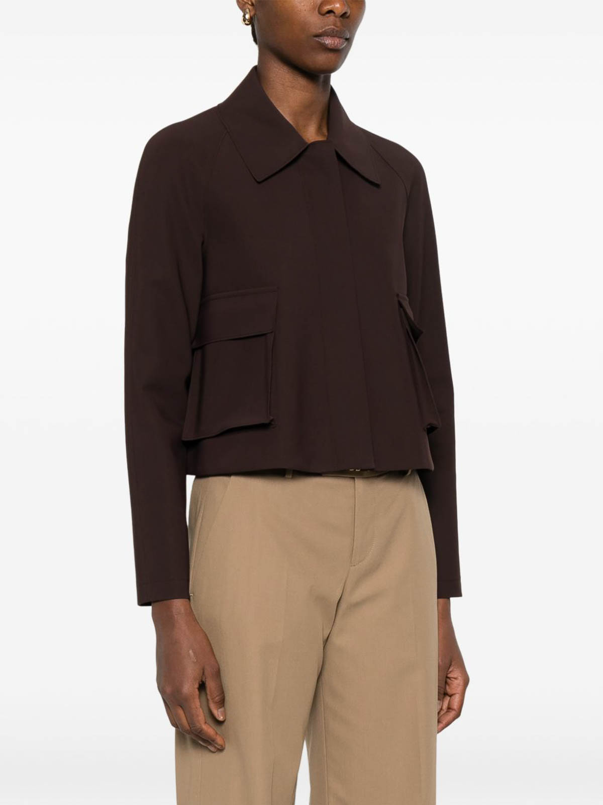 Harris Wharf London Brown jacket with chest pockets|AH3301PJT451