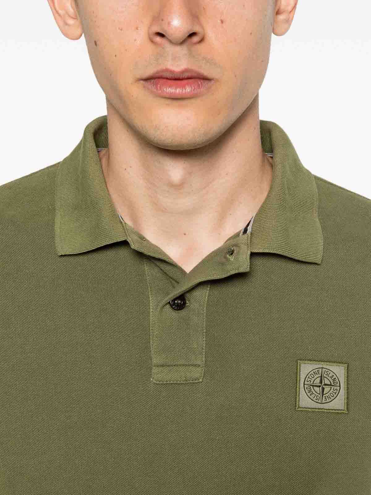 Stone Island Polo in cotone verde Uomo|L1S1522002SCS0067V005G