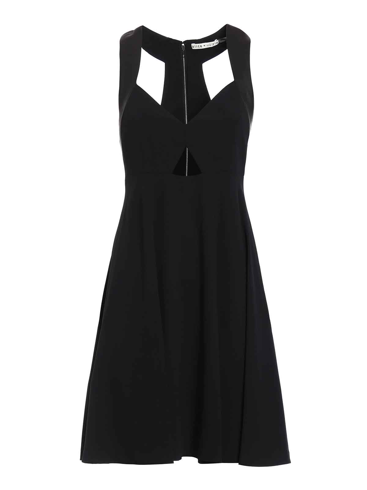Evening dresses Alice+Olivia - Dina leather detailed flared dress ...