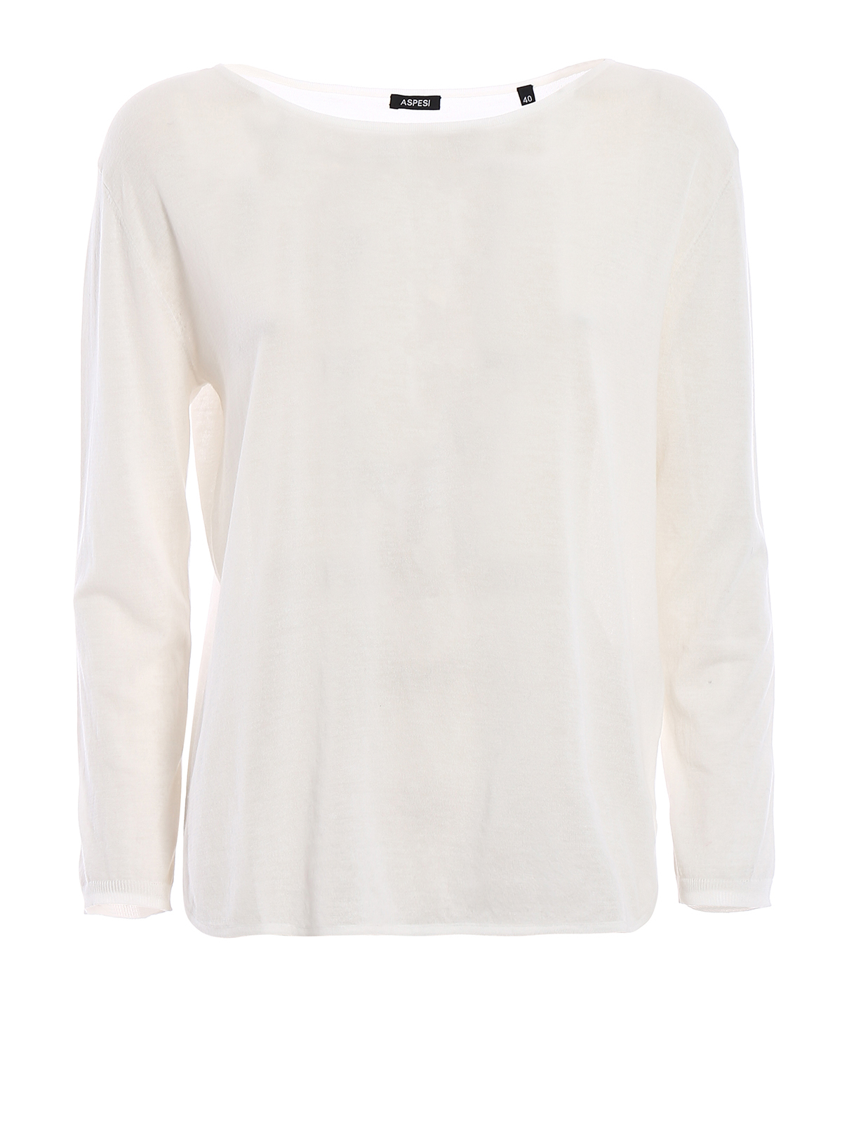Aspesi Light cotton boat neck sweater - White | 3915496501072