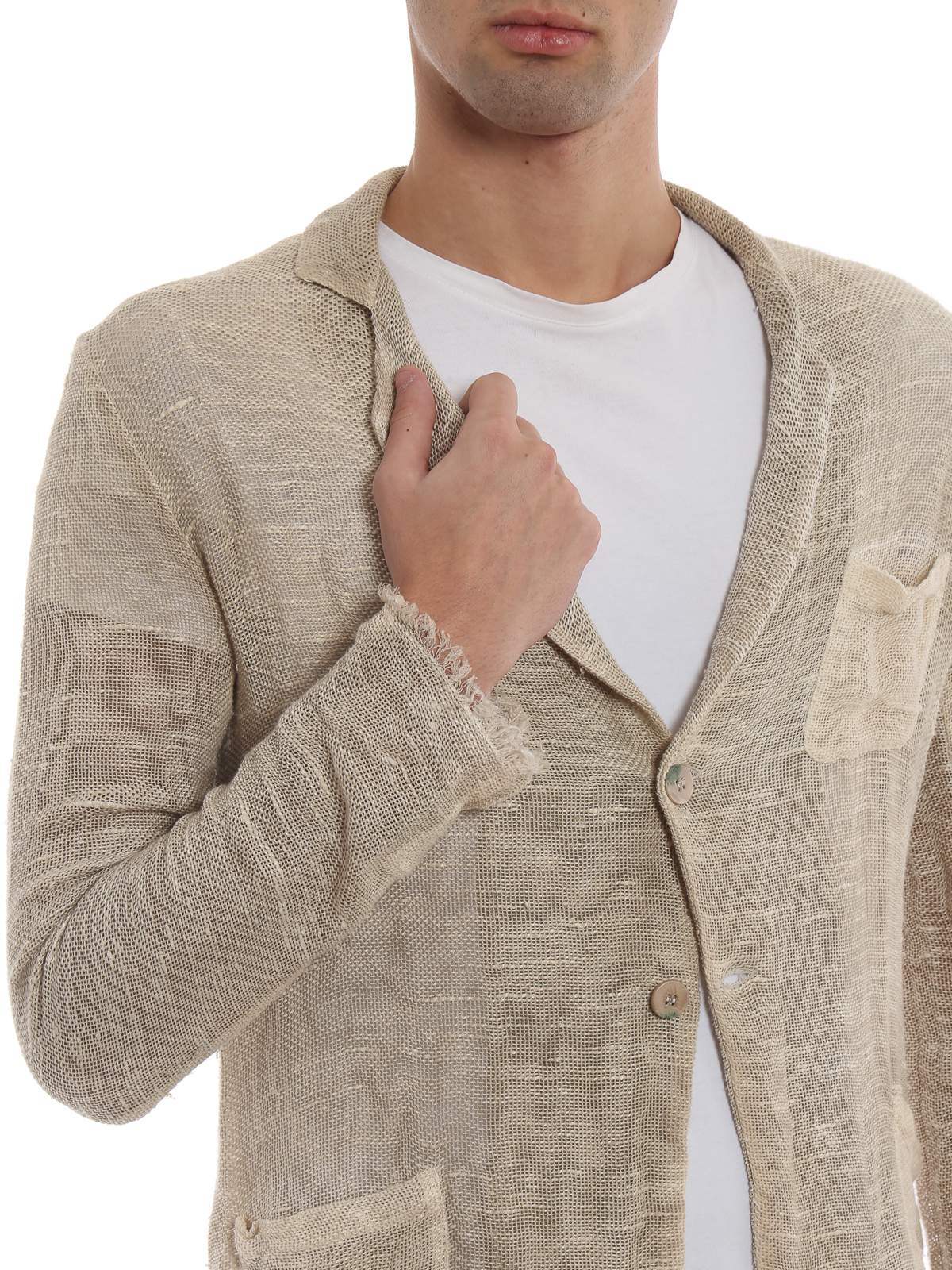 Avant Toi Beige linen and cotton jacket - Men | 218U2600TPRVHV00003