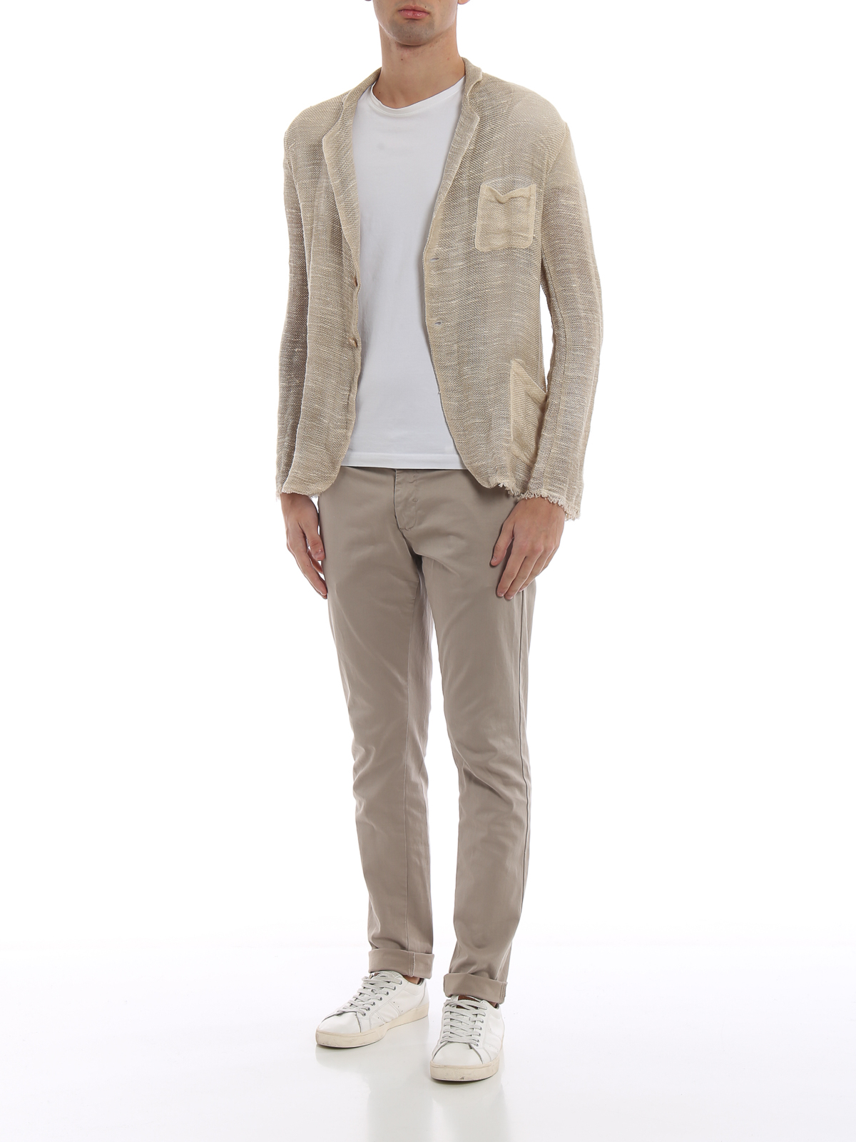Avant Toi Beige linen and cotton jacket - Men | 218U2600TPRVHV00003