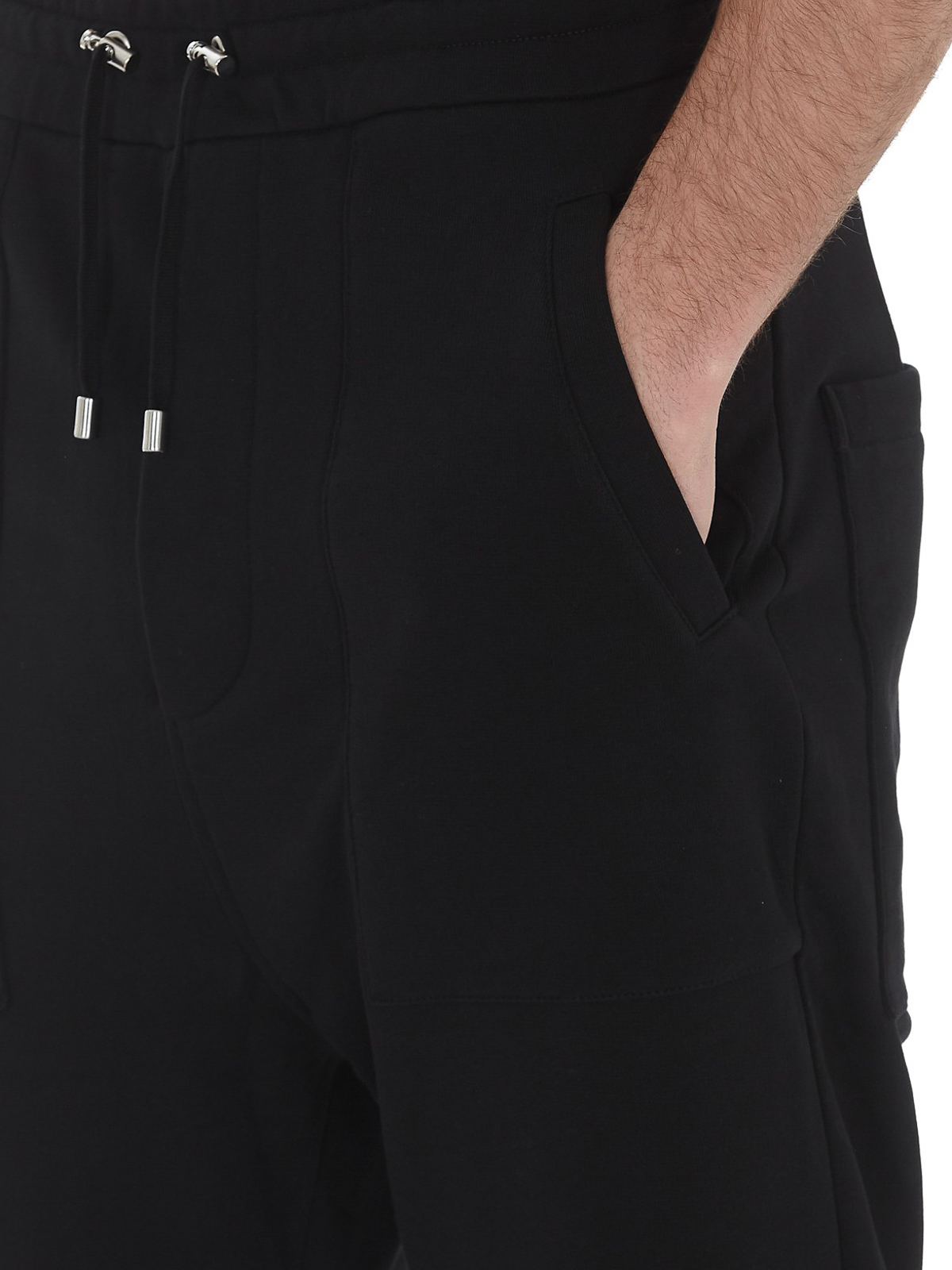 Balmain Cropped cotton tracksuit bottoms - Black | VH1OB031B0200PA