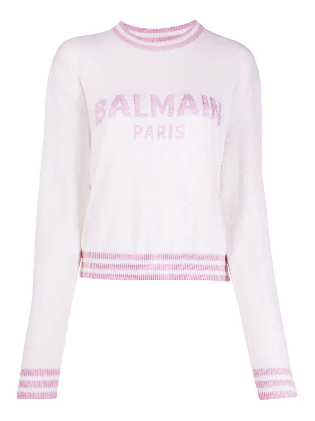 Crew necks Balmain - Logo intarsia cropped jumper - VF13120K225GAN