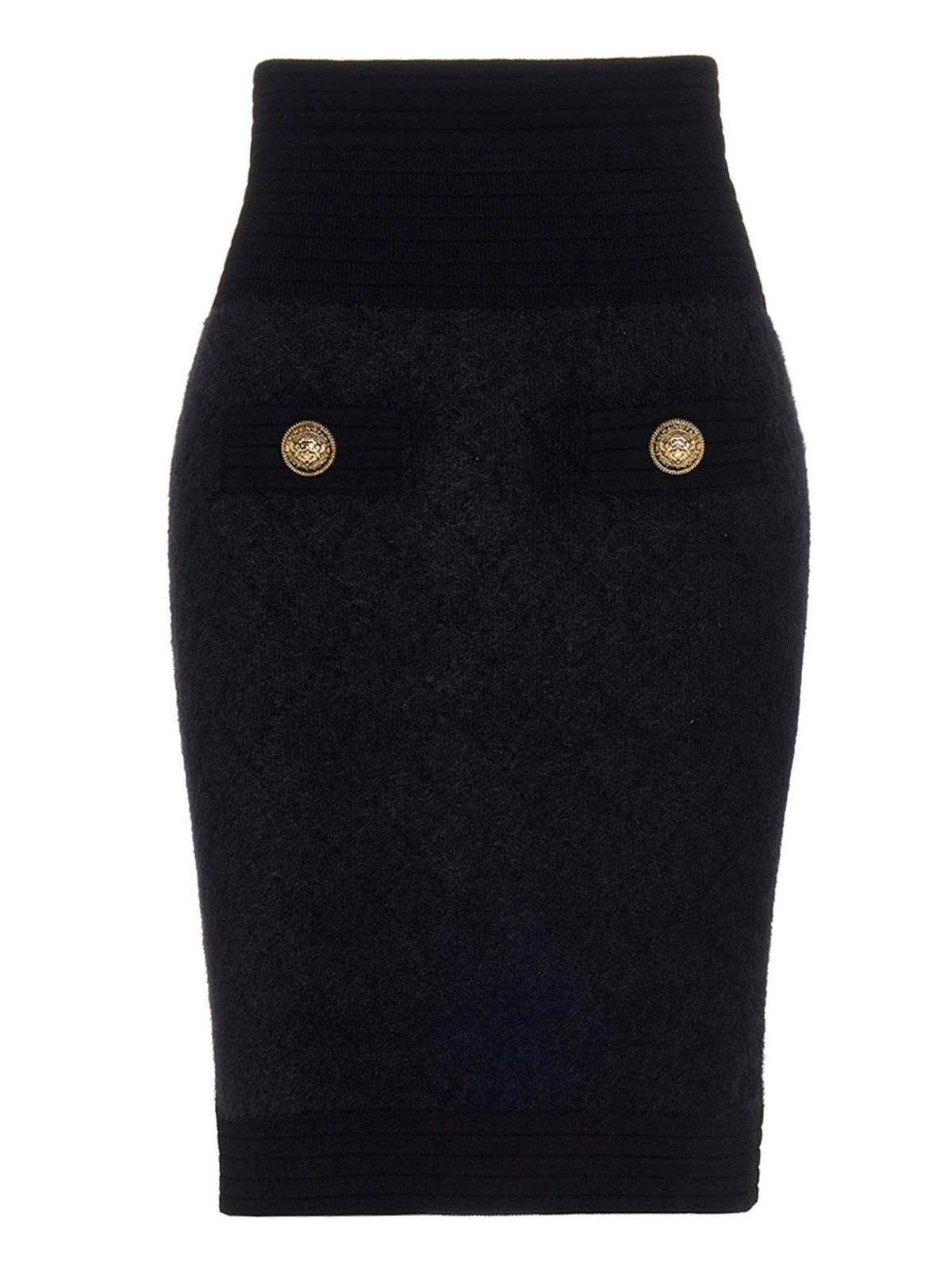 Knee length skirts & Midi Balmain - Drilled effect viscose skirt ...