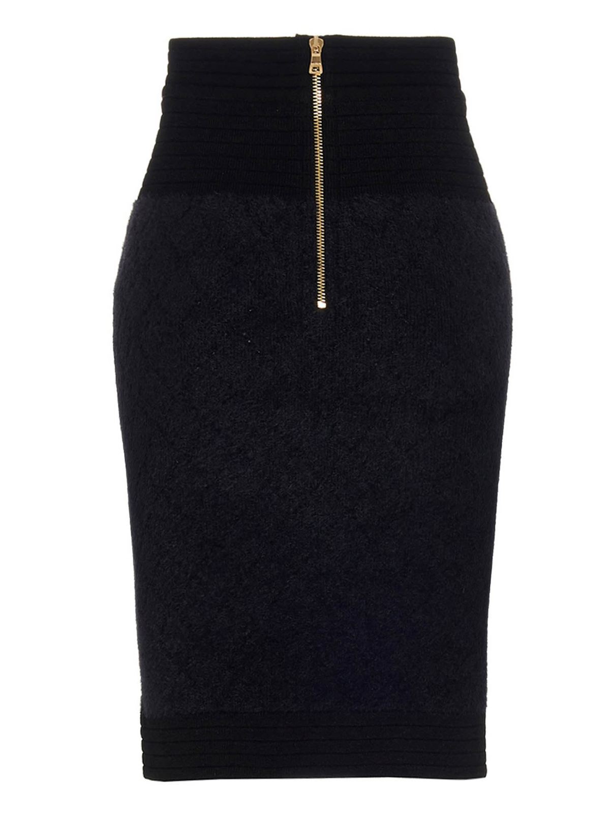 Knee length skirts & Midi Balmain - Drilled effect viscose skirt ...